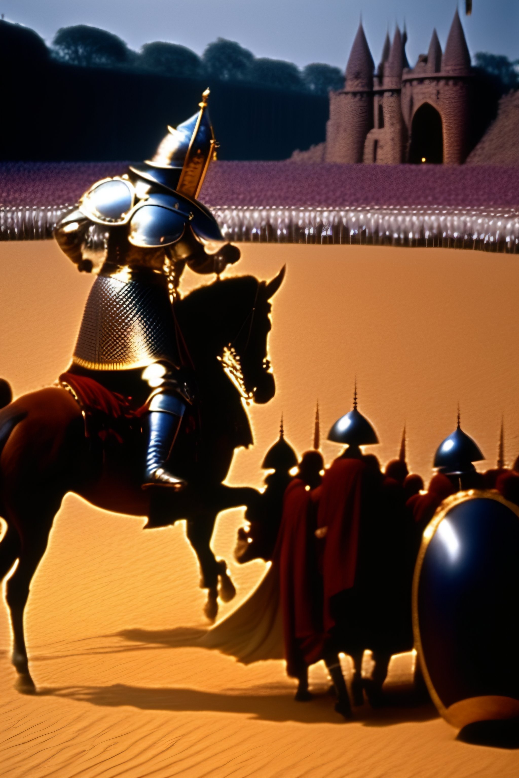 Lexica - Scene from monty python and holy grail, knight jumps over large egg