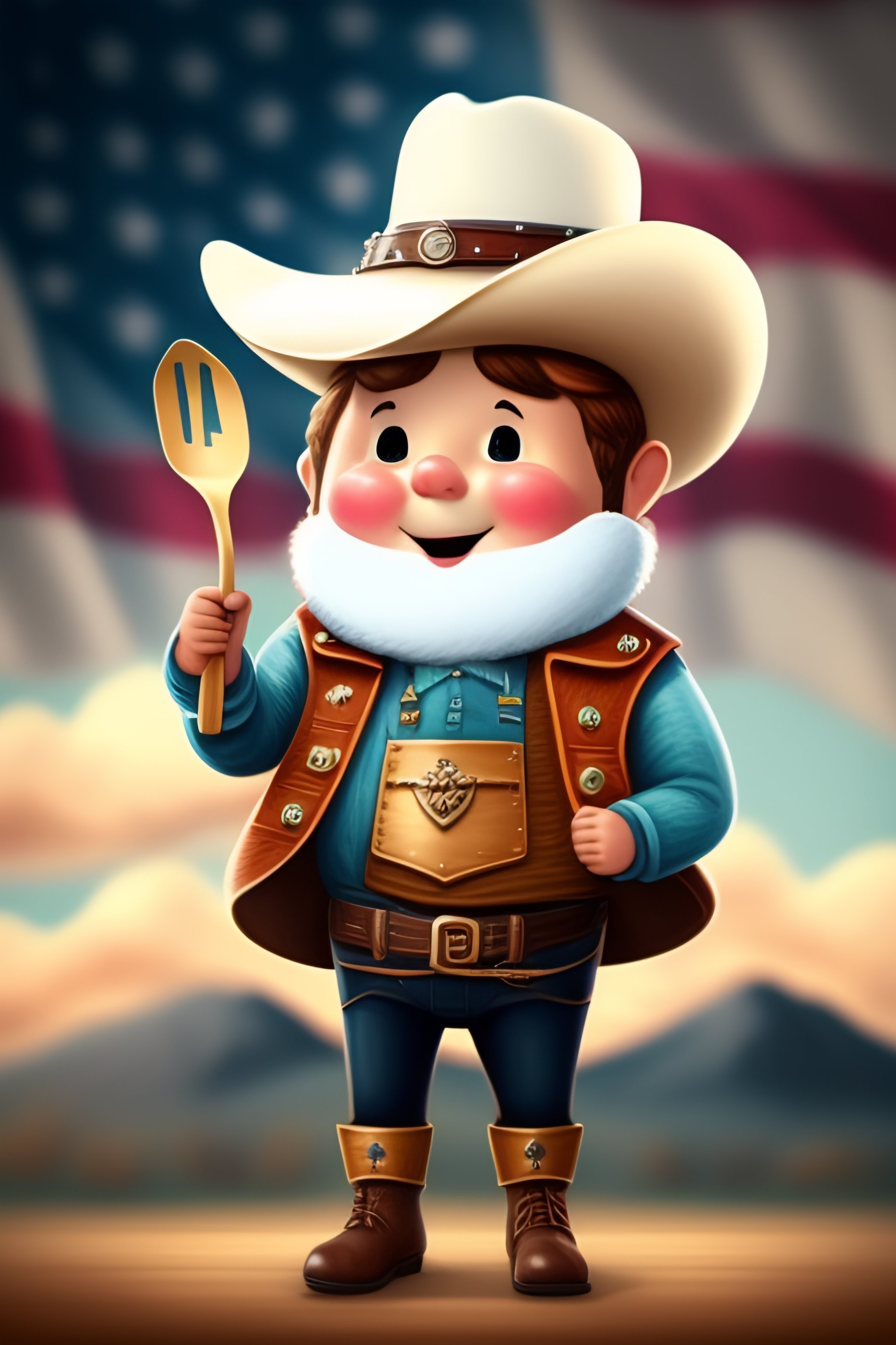Lexica - A cute marshmallow cowboy redneck illustration holding a ...