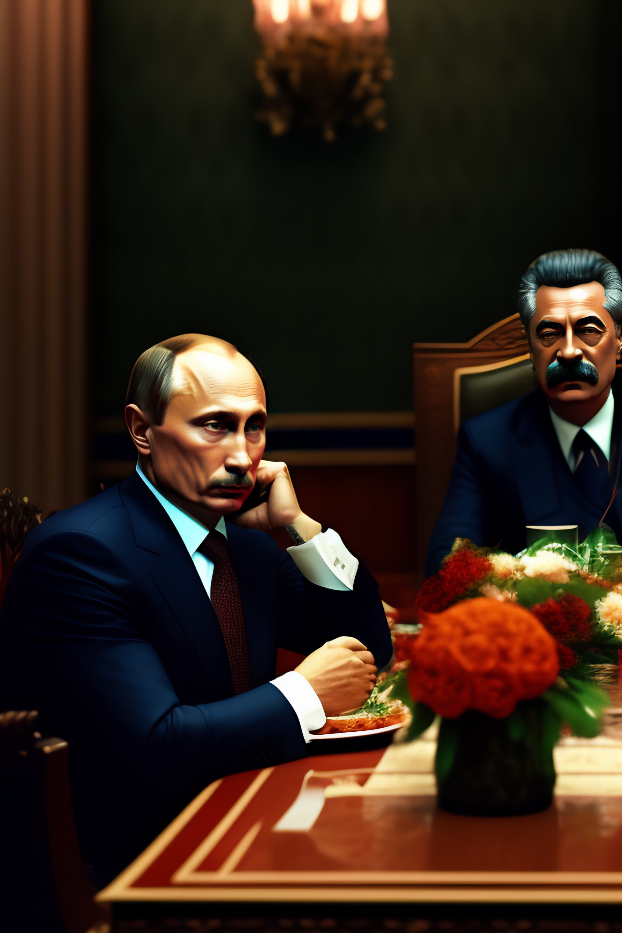 Lexica - Vladimir Putin and Joseph Stalin are sitting at the table ...