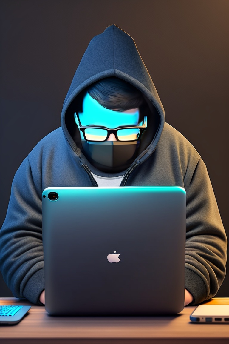 Lexica - Hacker chubby boy with glasses wearing a black hoodie with a ...