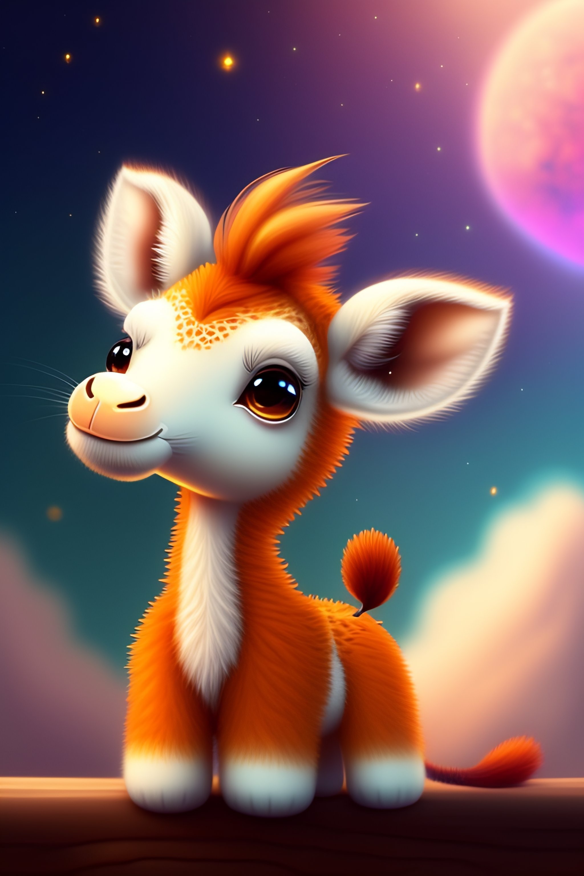 Lexica - Cute and adorable cartoon fluffy baby giraff, fantasy ...