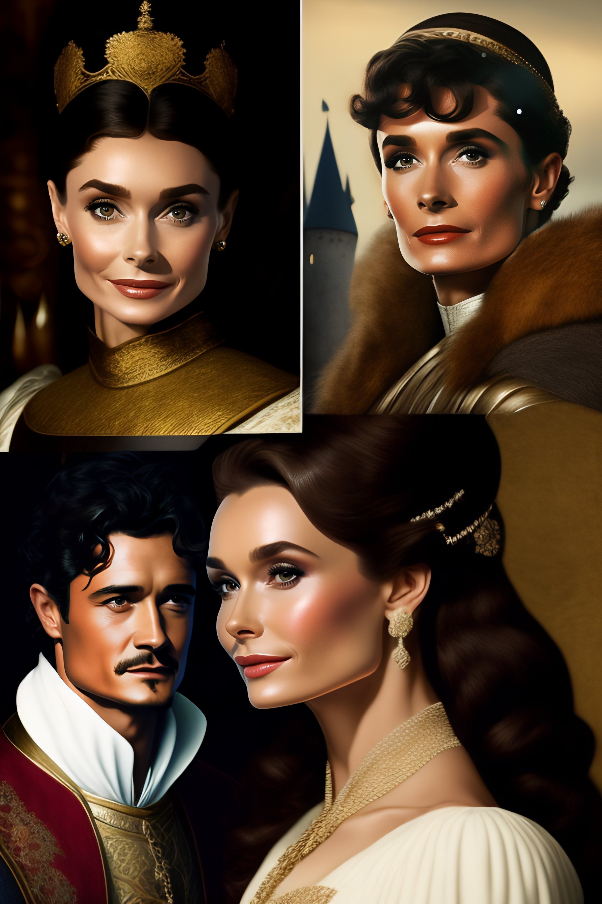 Lexica - Audrey Hepburn together with Orlando Bloom in medieval style ...