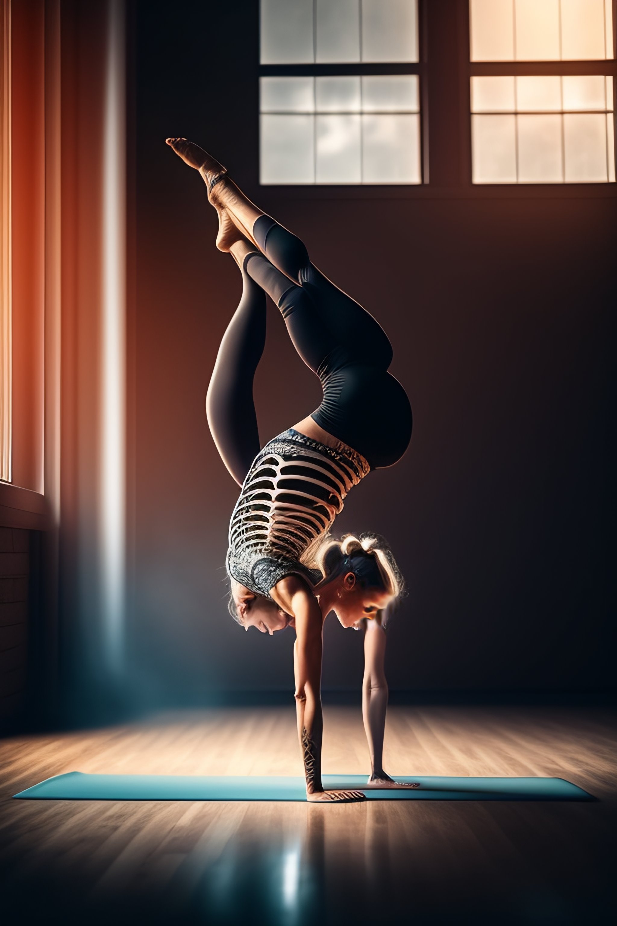 Lexica - A skeleton doing a handstand, yoga flow