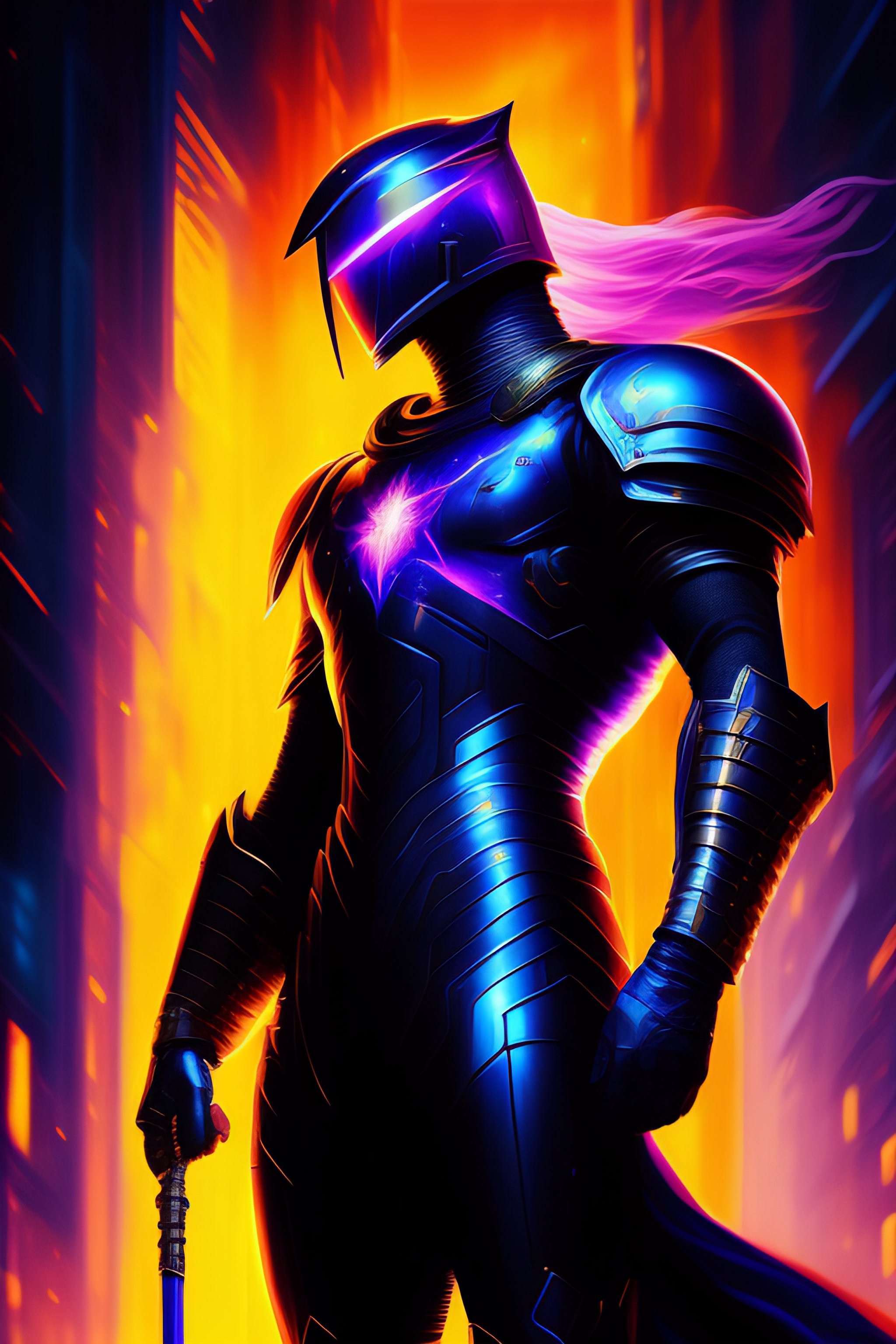 Lexica - Cosmic entity painting; cyberpunk, full body, knight, armor ...