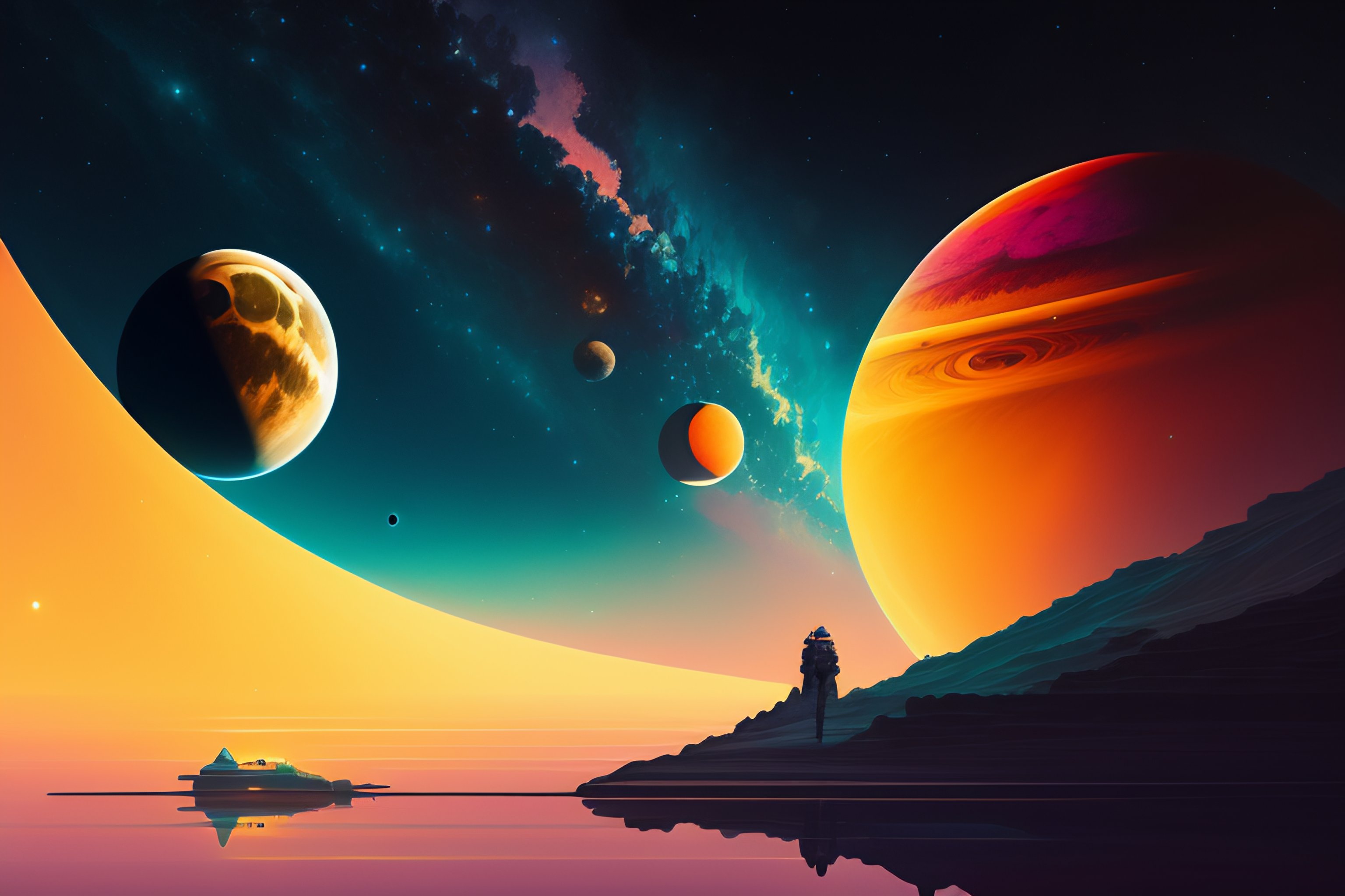 Lexica - Portrait a Lost astronaut in Jupiter, epic scene,displaying in ...