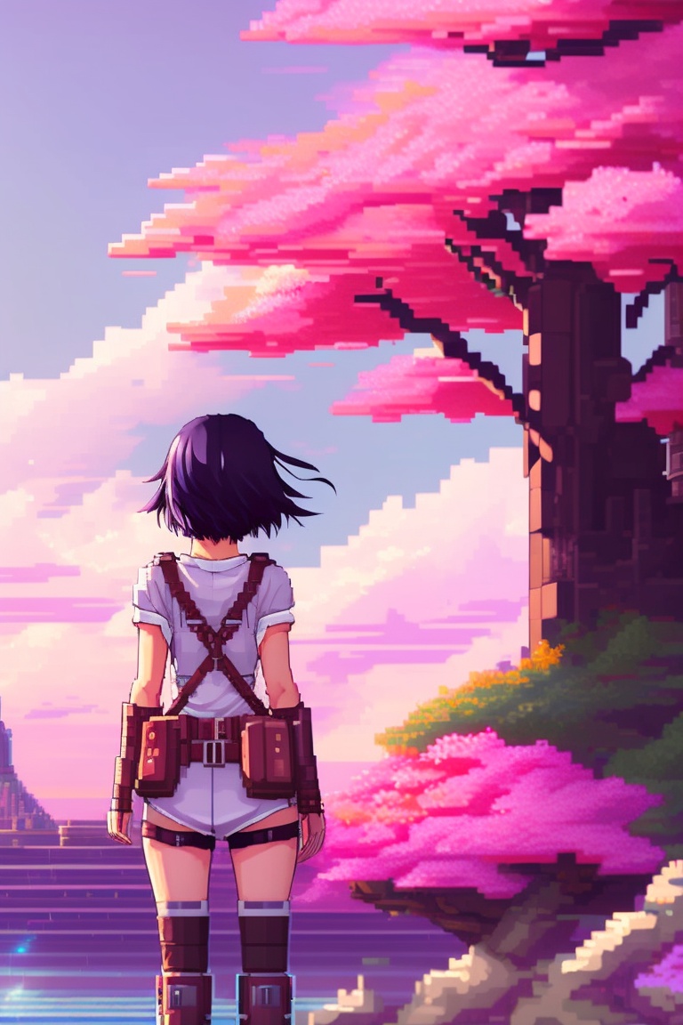 Lexica - Attack on titan mikasa art, pixel art, ethereal, pixel art, a ...