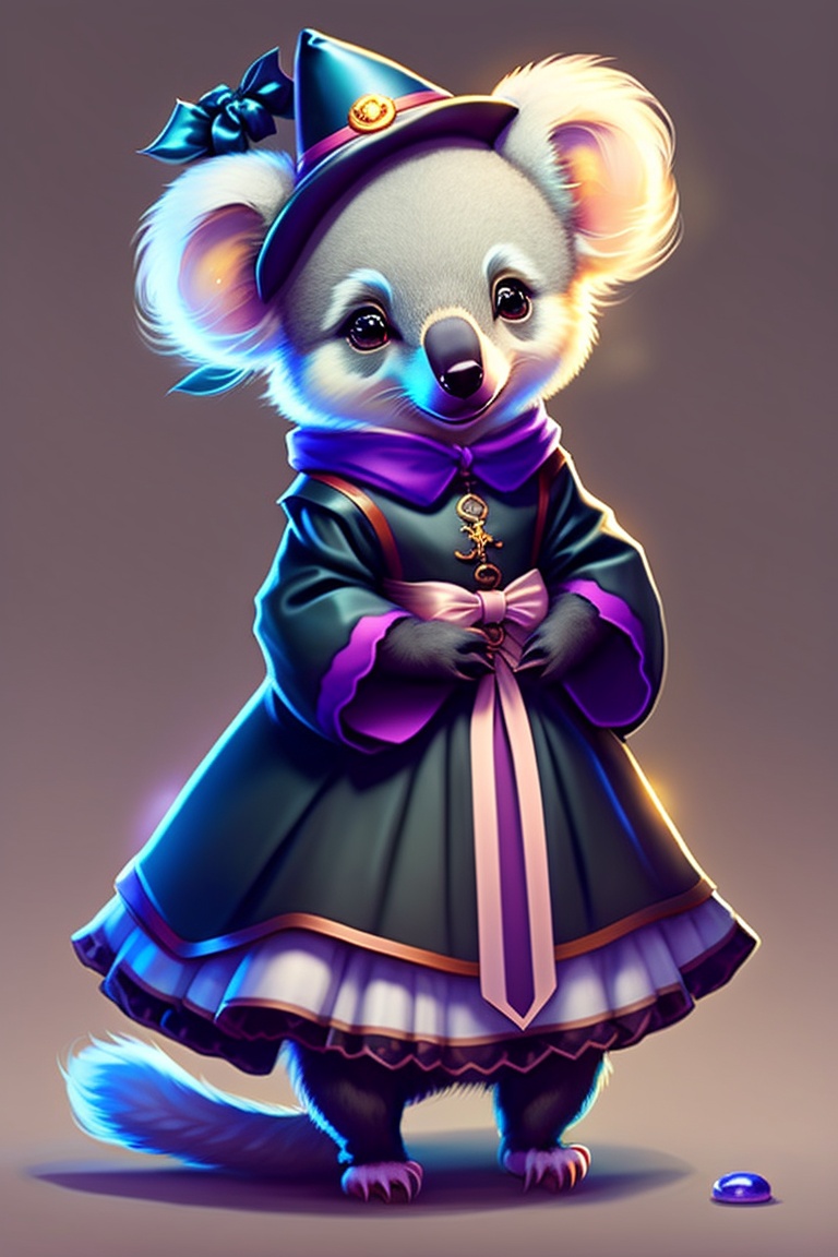 Lexica - A cute koala in a witch outfit, gothic, haunted mansion, anime ...