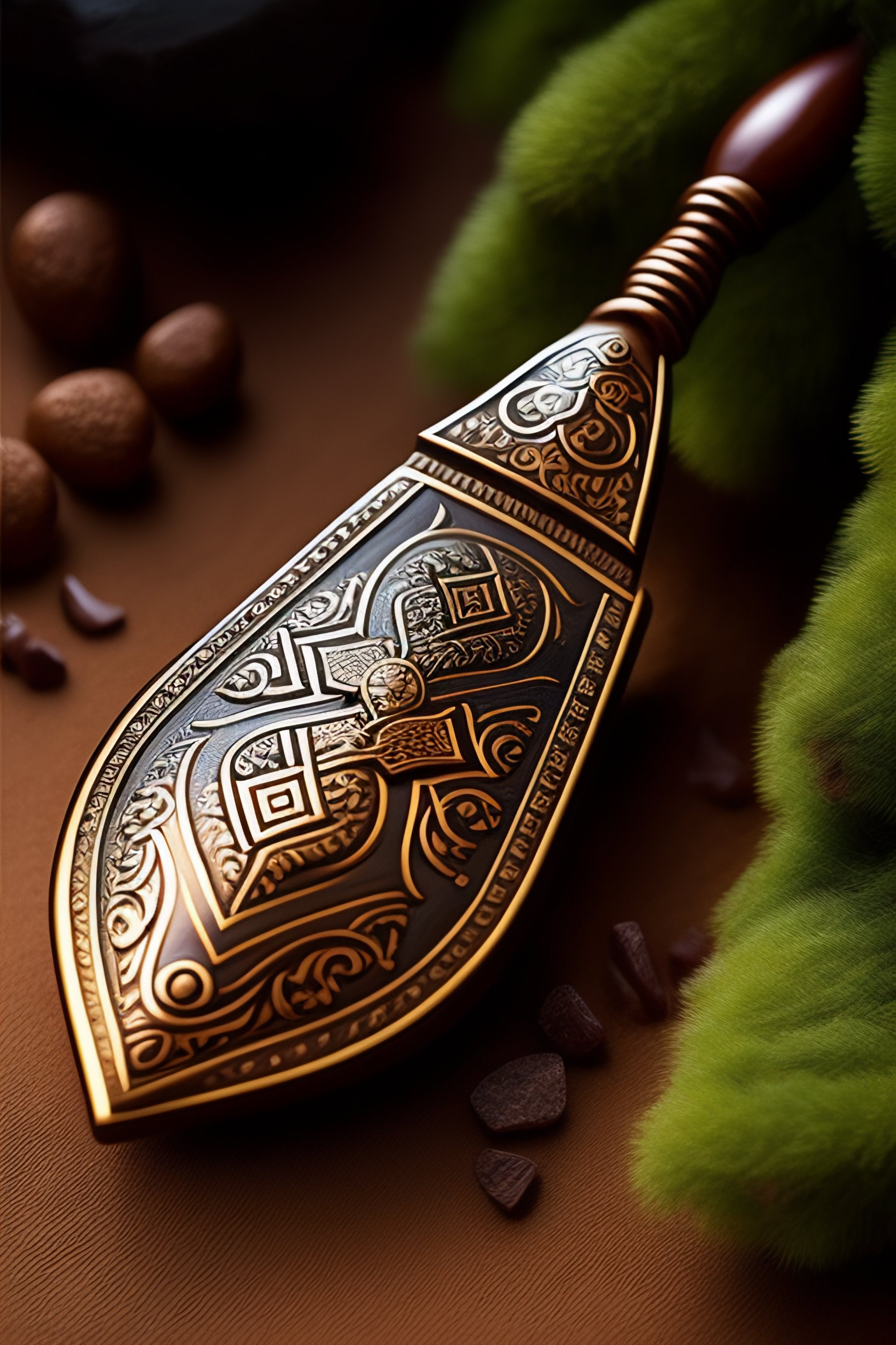 Lexica - Magic Shovel, dwarven carvings fantasy style