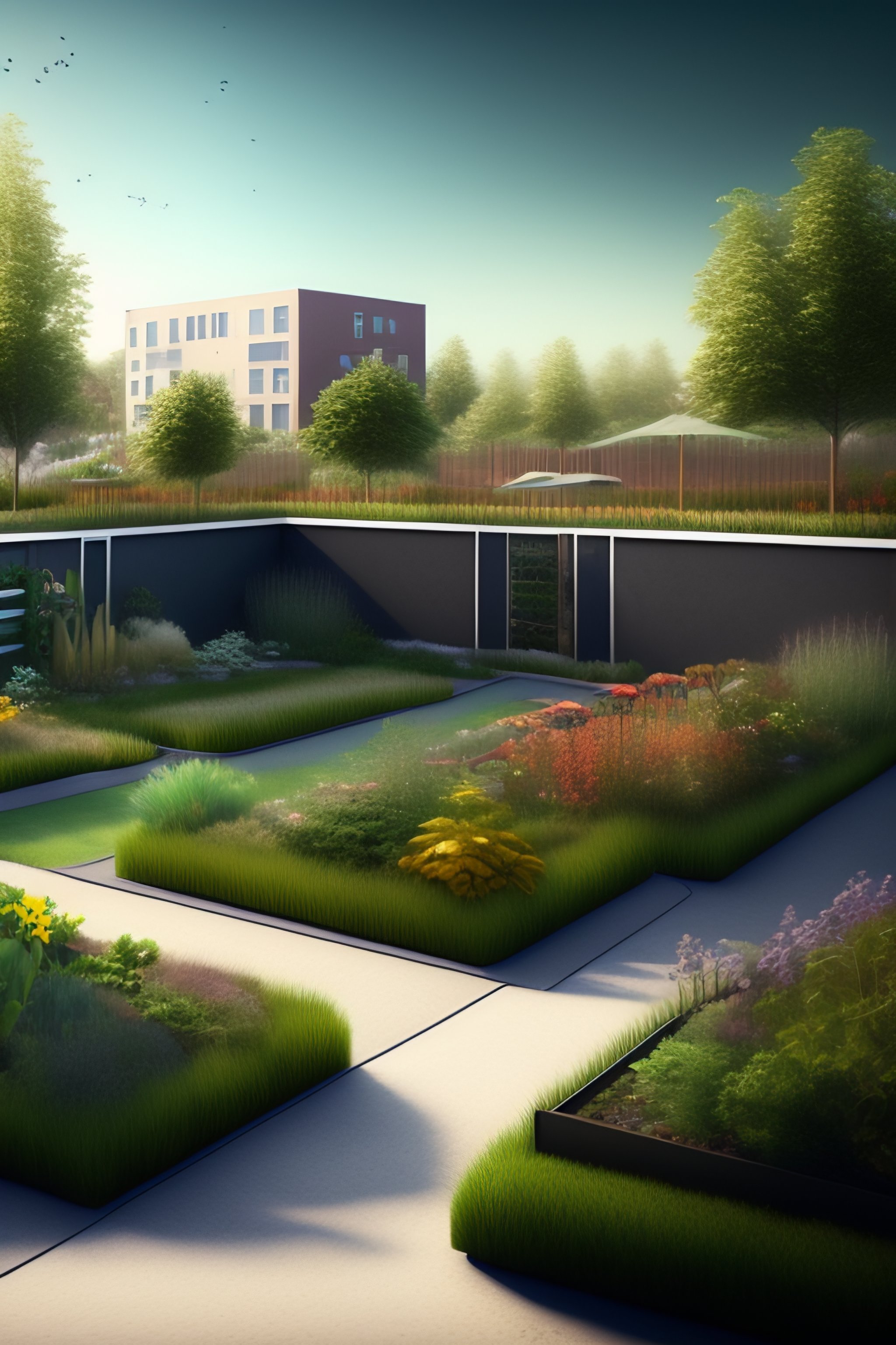 Lexica - Photosrealistic neighbourhood natural organic community garden ...
