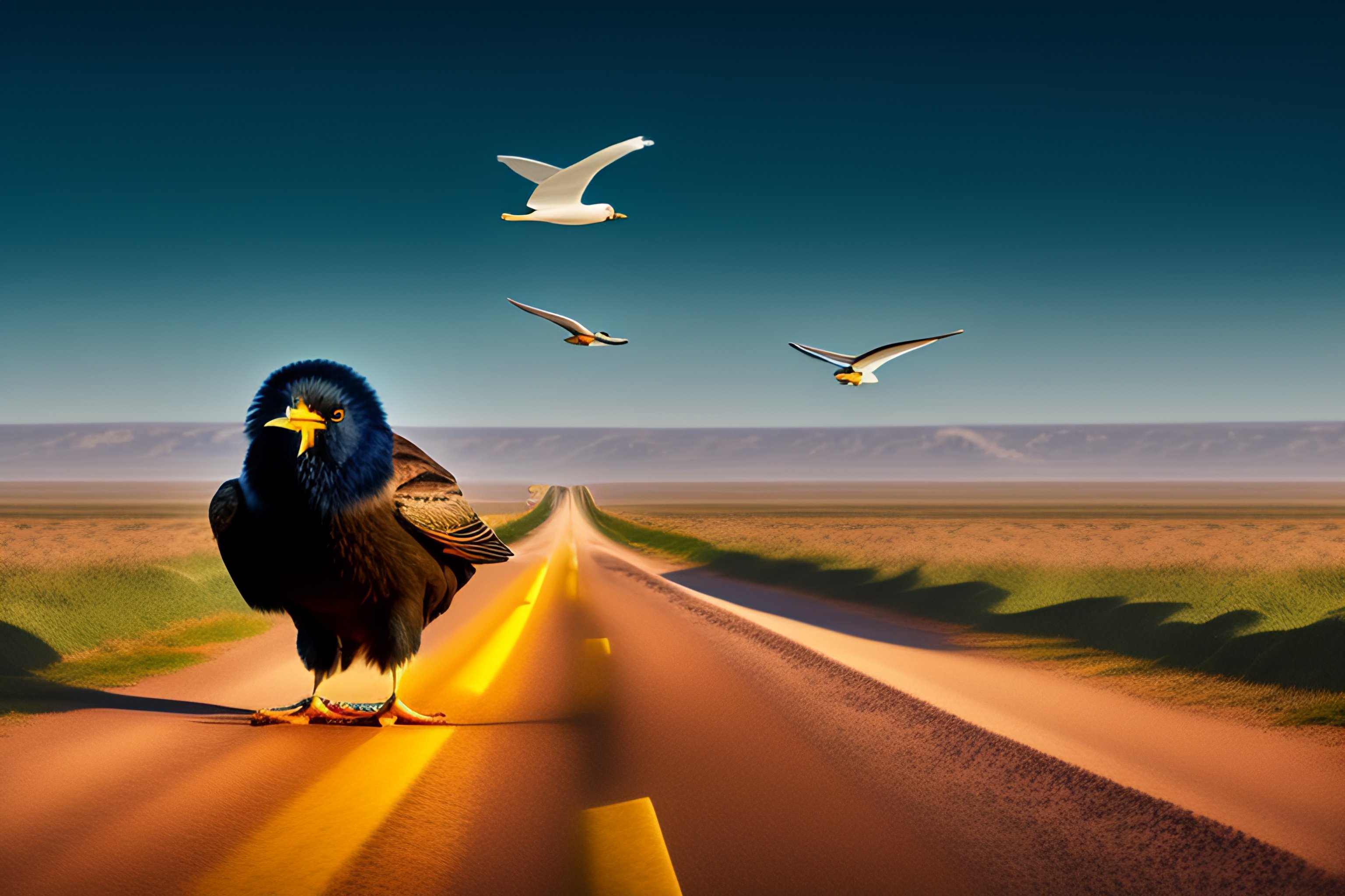 Lexica - Majestic birds on a road