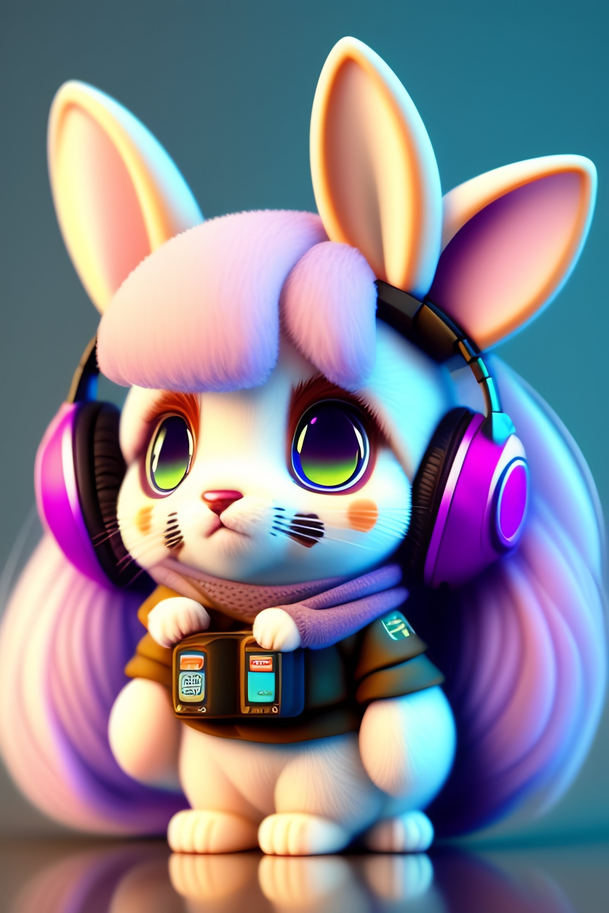 Lexica - Cute and adorable cartoon female rabbit in headphones an anime ...