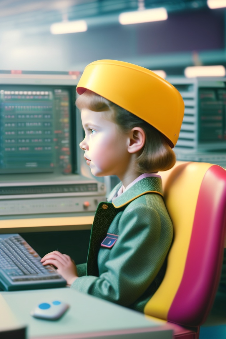 Lexica - A Soviet girl sitting in a chair in front of a colorful soviet ...