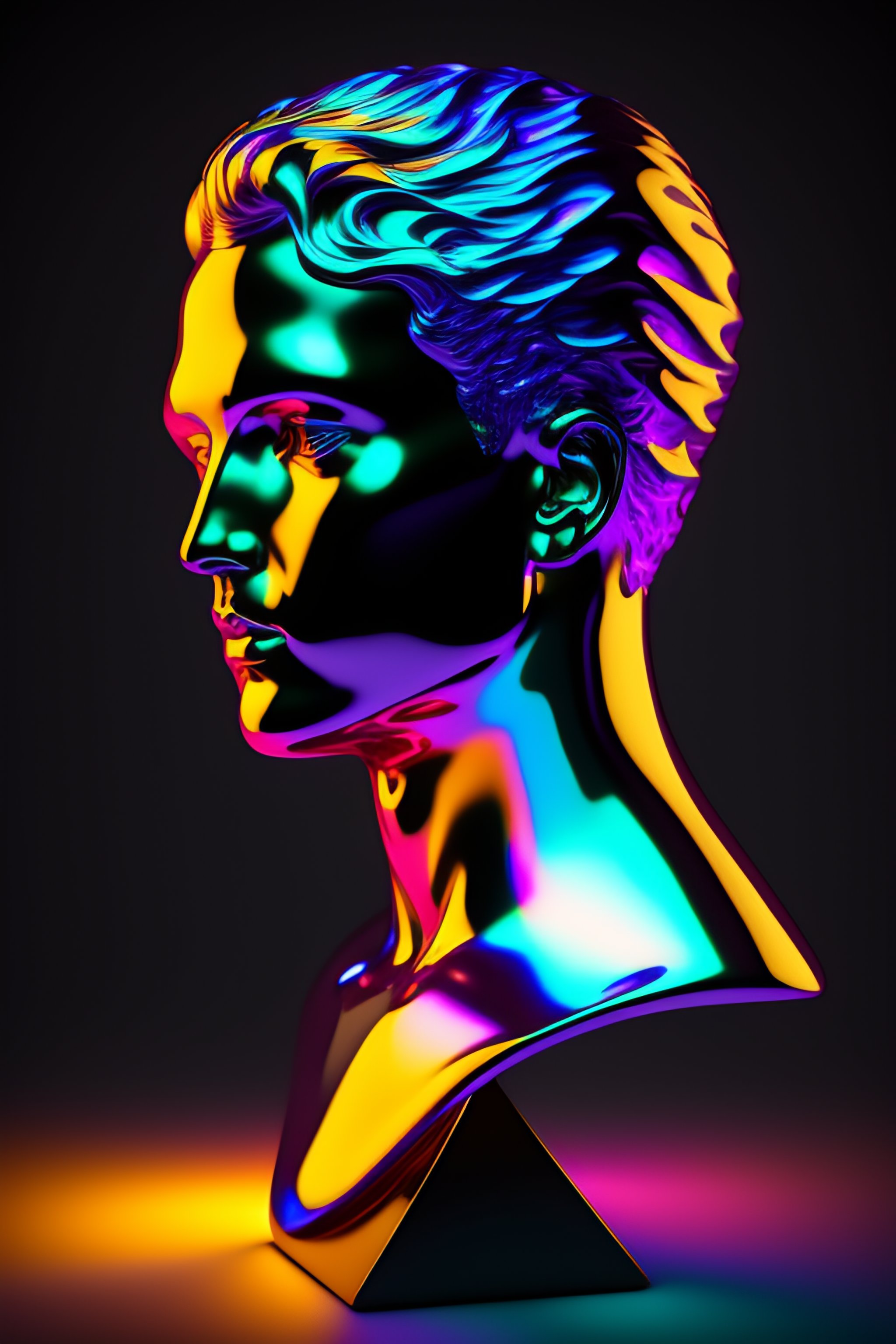 Lexica - 8k render of a glowing reflective iridescent male marble bust ...