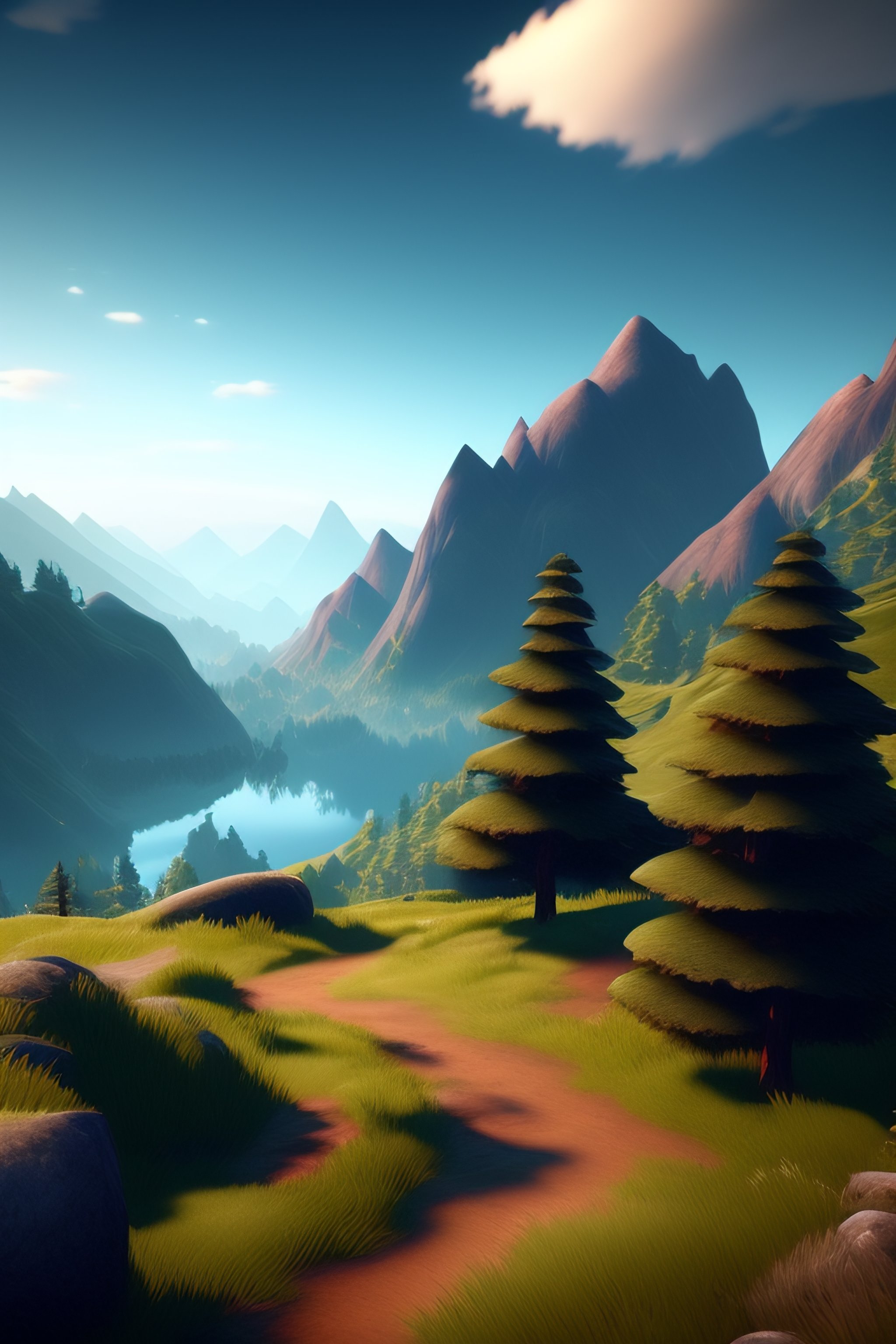 Lexica - A beautiful realistic landscape shot. nature scene used for a ...