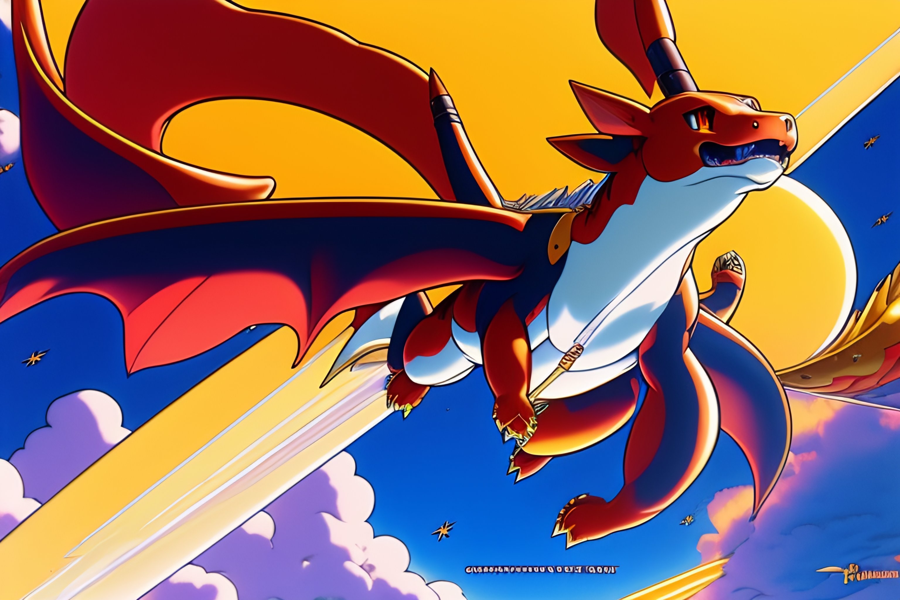 Lexica - Vintage 90's anime style environmental wide shot of charizard ...