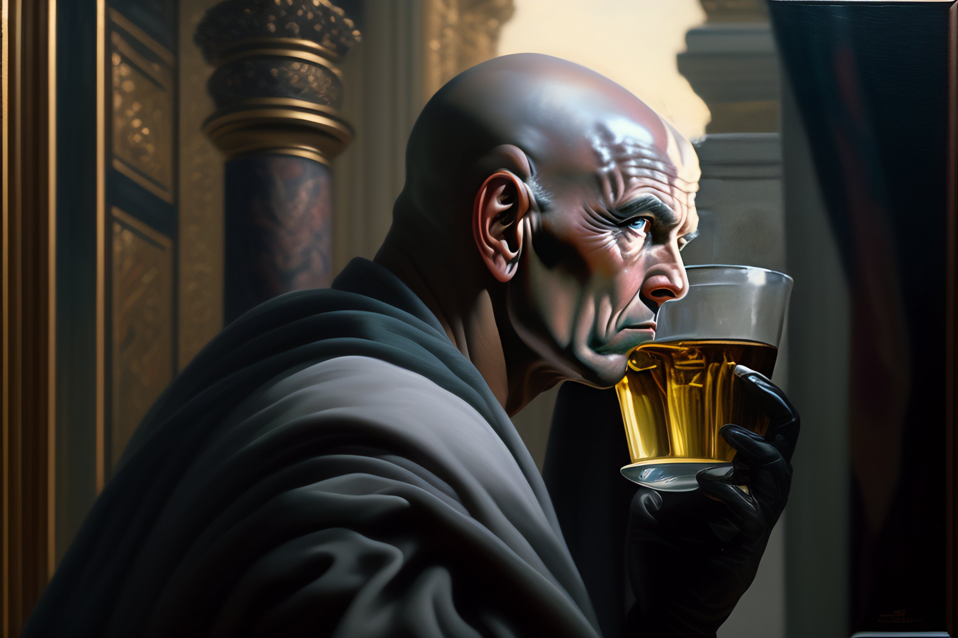 Lexica - Oil painting, renaissance, he is grey as rock, a muscle space ...