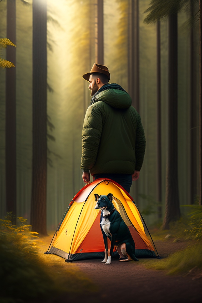 Lexica - Men with dog, freedom ,van green, nature, logo, forest, Woods ...