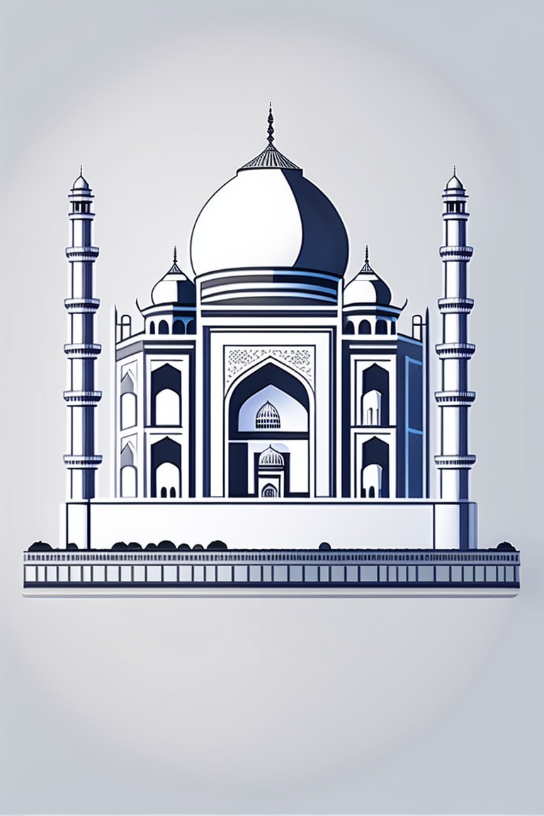 Lexica - Taj mahal simple illustration, with basic shapes and minimal ...
