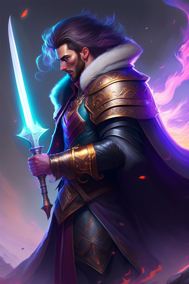 Lexica - Man, mage, rpg, dark overcoat, fluid magic aura from his body ...