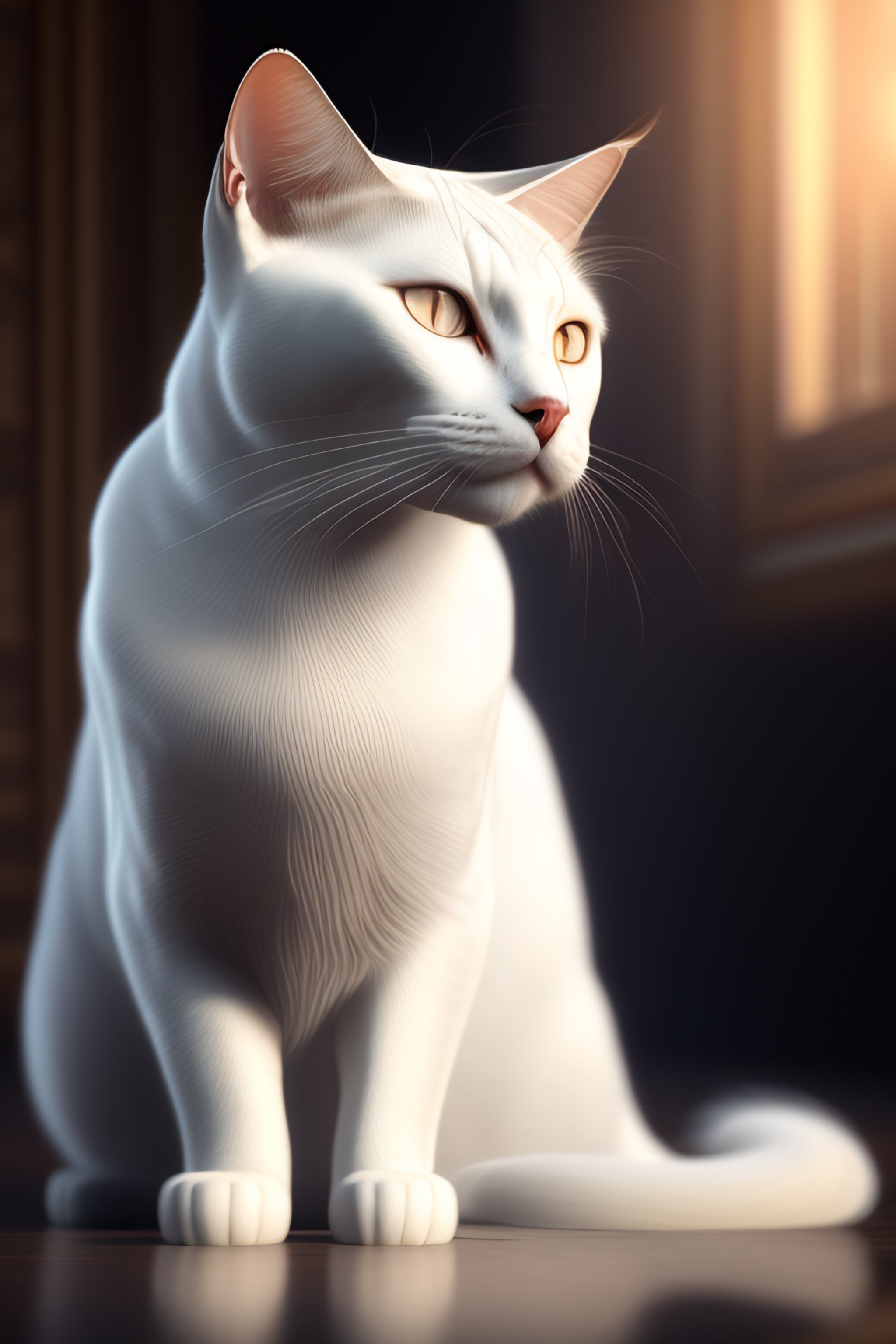 Lexica - A white Cat with a gentlemen hat showing pouch of the cat , 4k ...