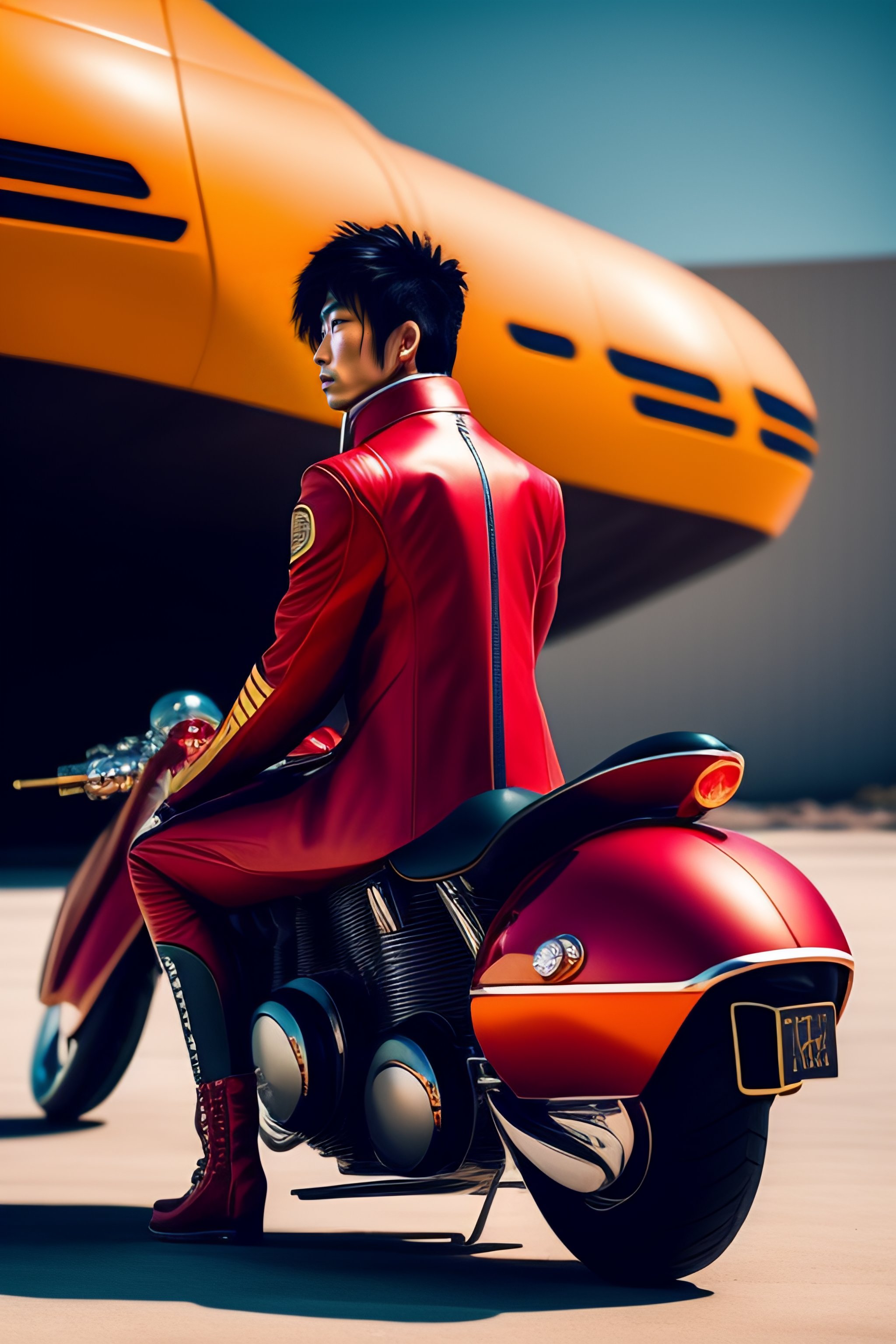 Lexica - Shotaro Kaneda on futuristic high-tech motorcycle from akira, post apocalyptic Neo ...