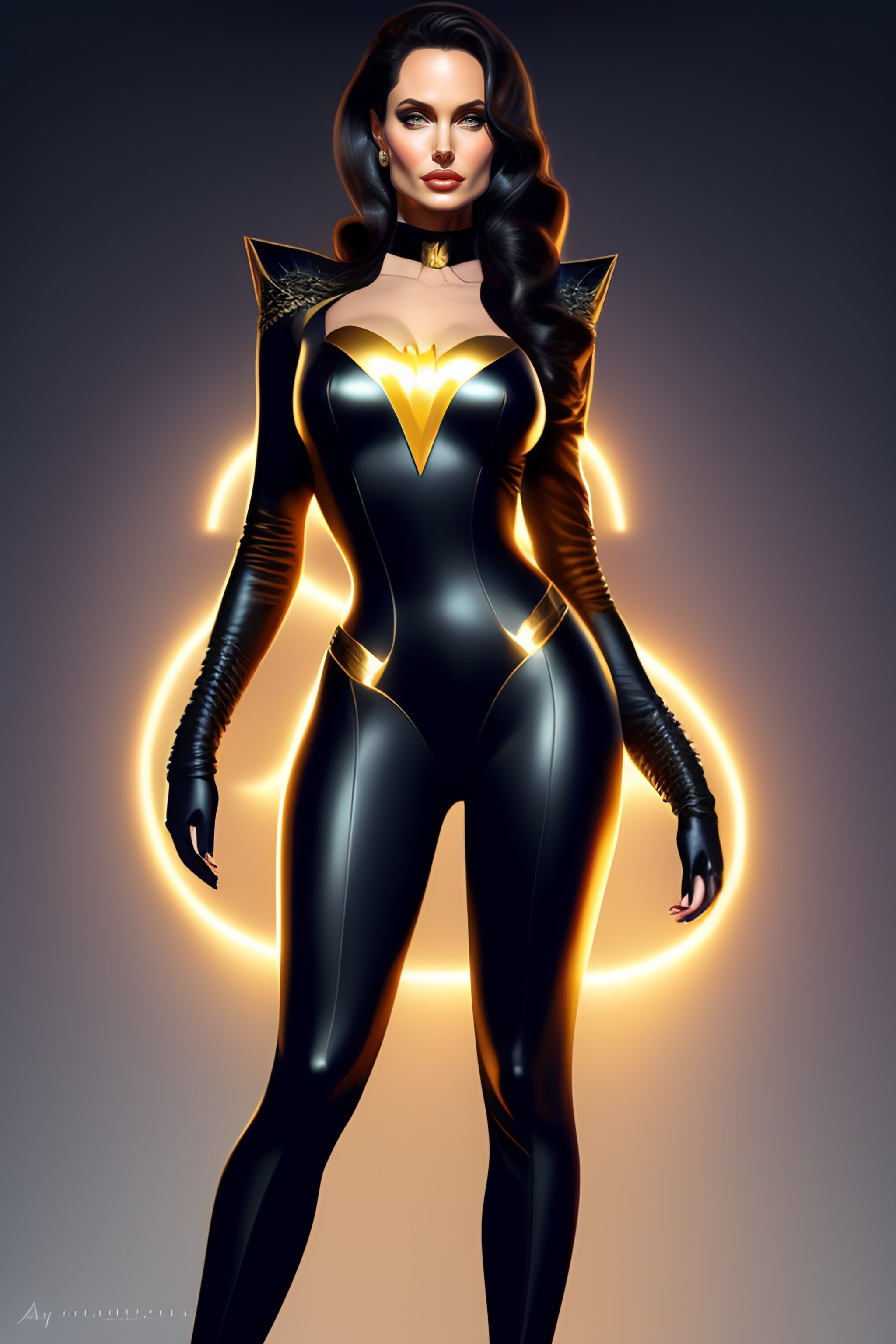 Lexica - Young Angelina Jolie as the cat woman, DC Comic characte ...