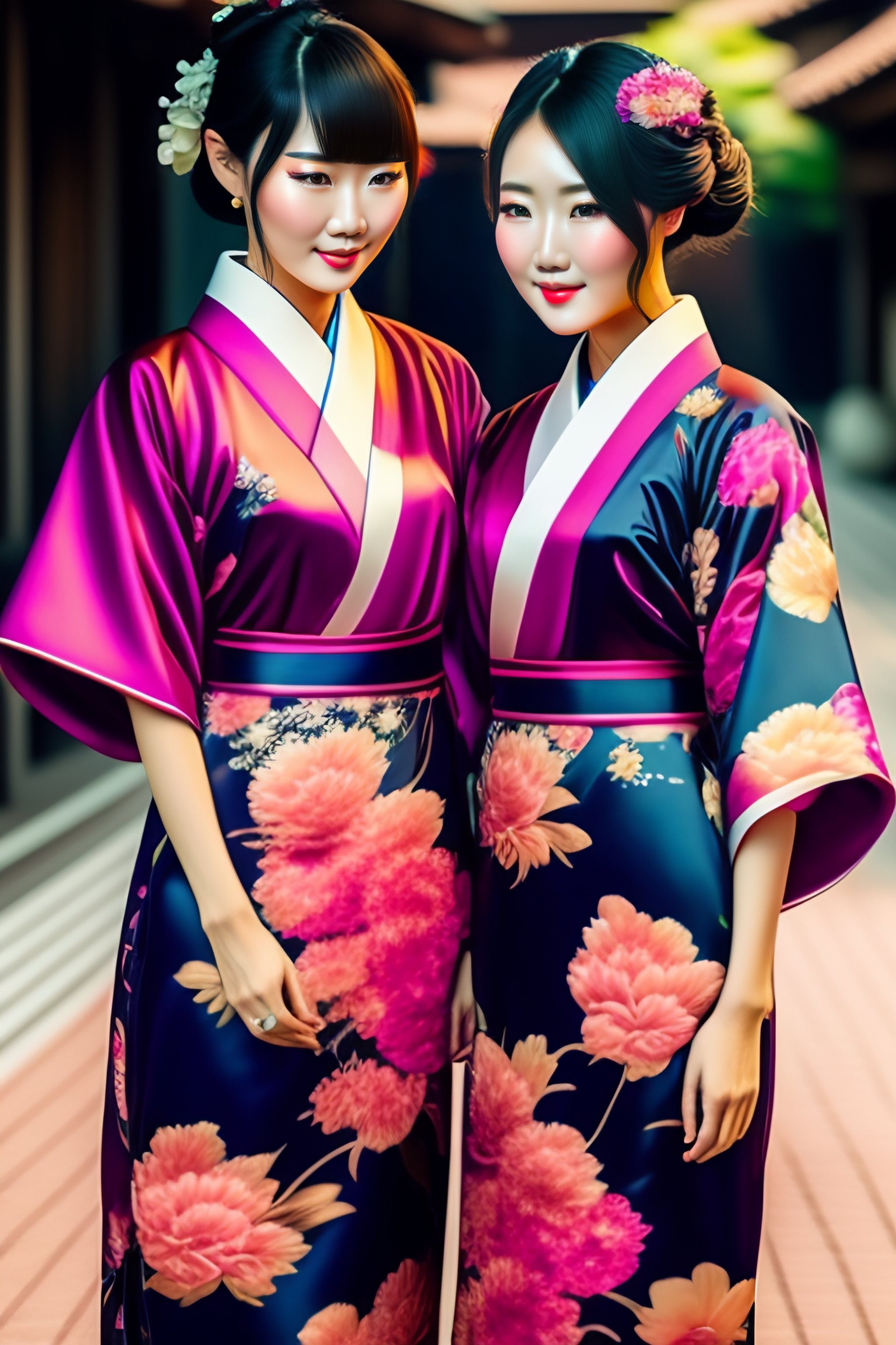 Lexica - Two beautiful fashion taiwan girl wear elegant yukata in ...