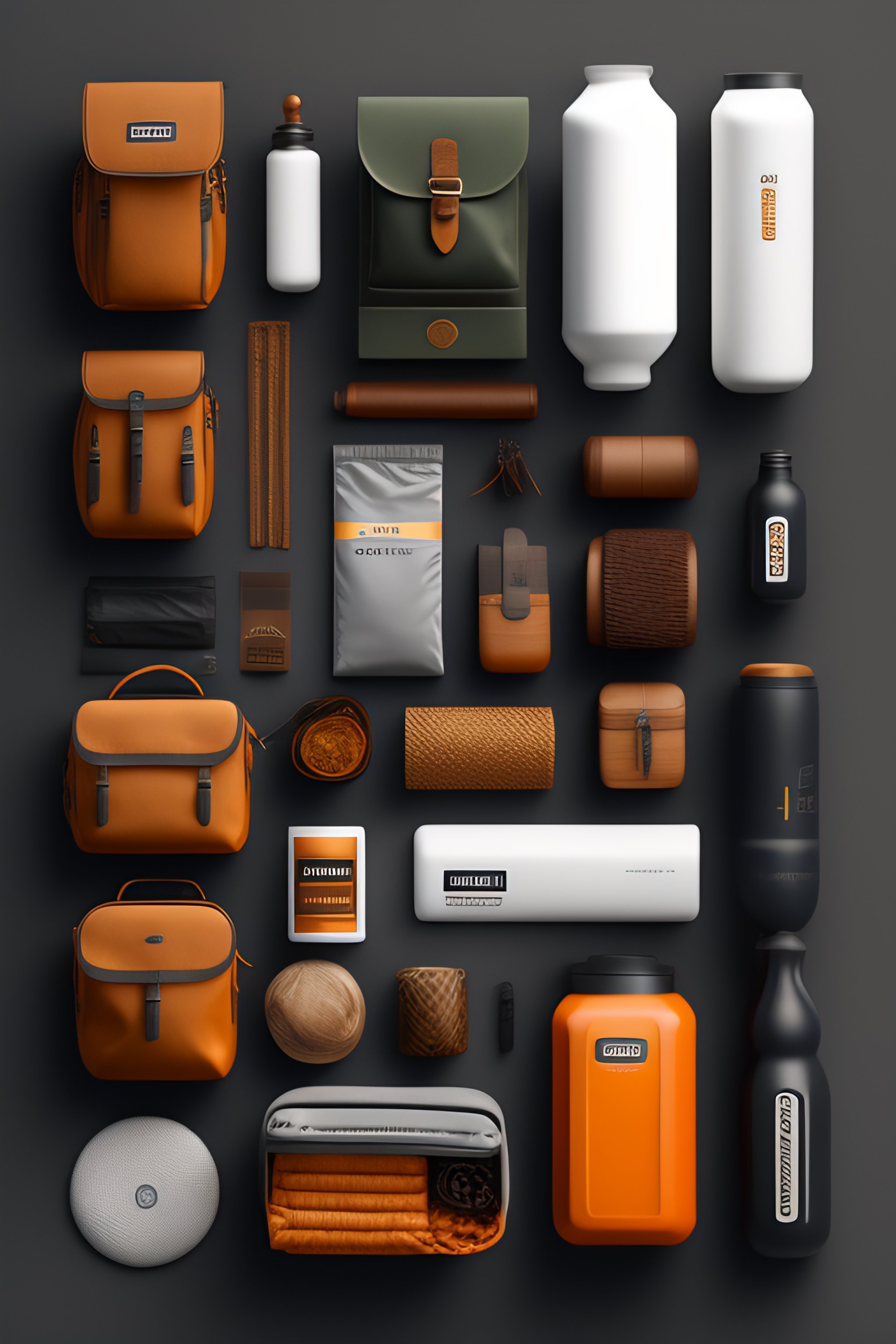 Lexica - Prompt: '[male bags], Knolling, flat lay, Natural materials ...