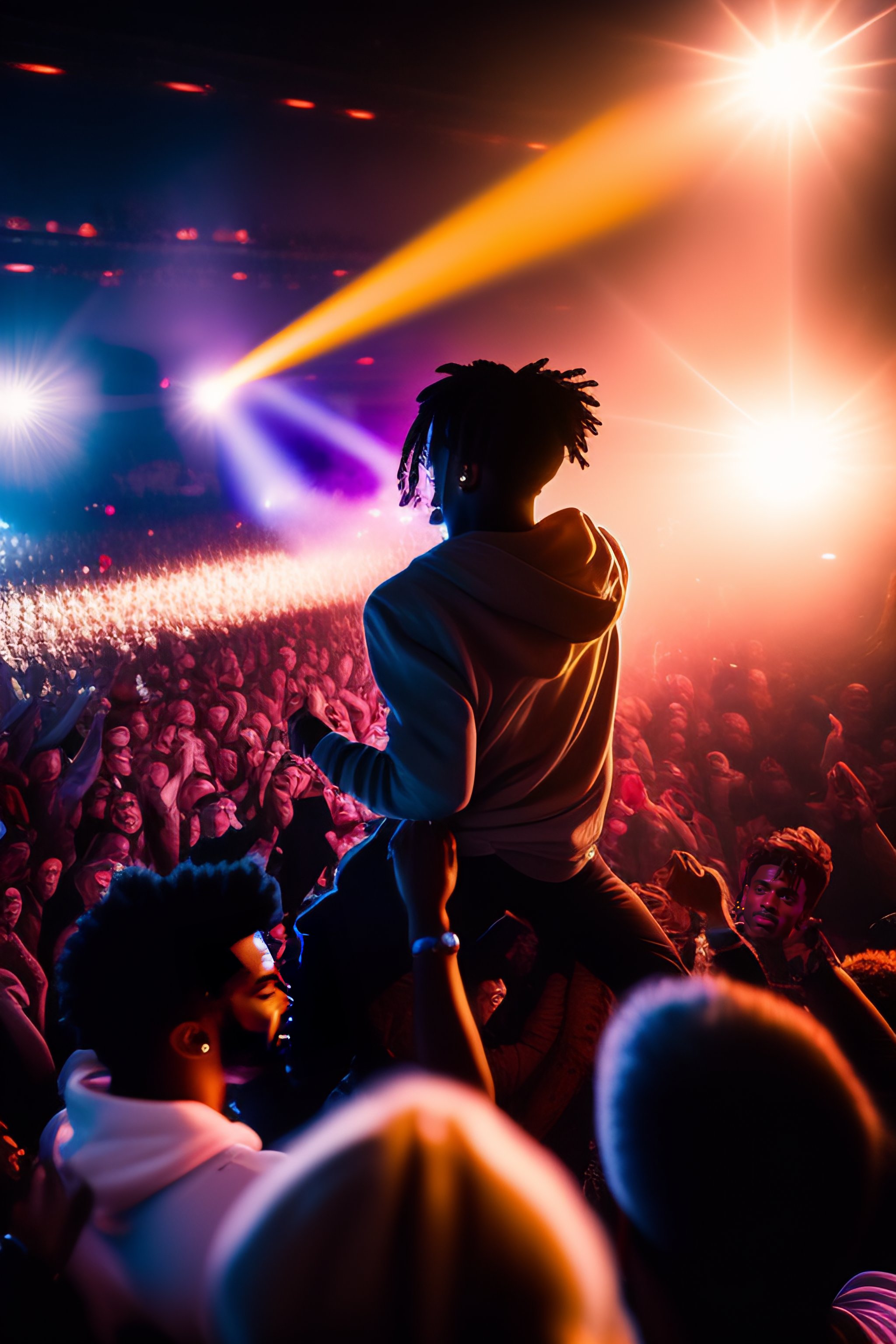 Lexica - Playboi carti crowd surfing a huge crowd, 4k, Aubrey Powell ...