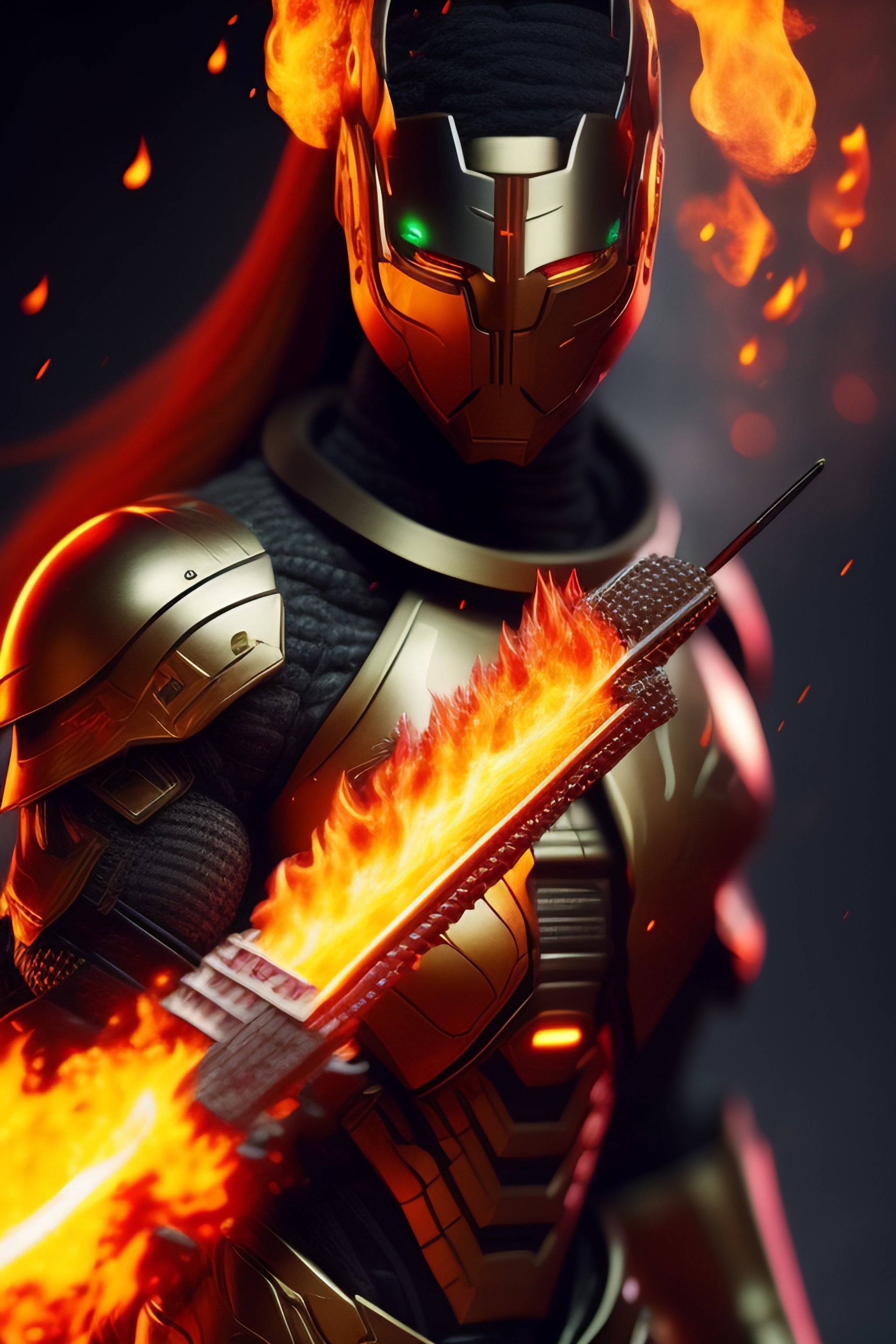Lexica - Cyborg playing fire guitar