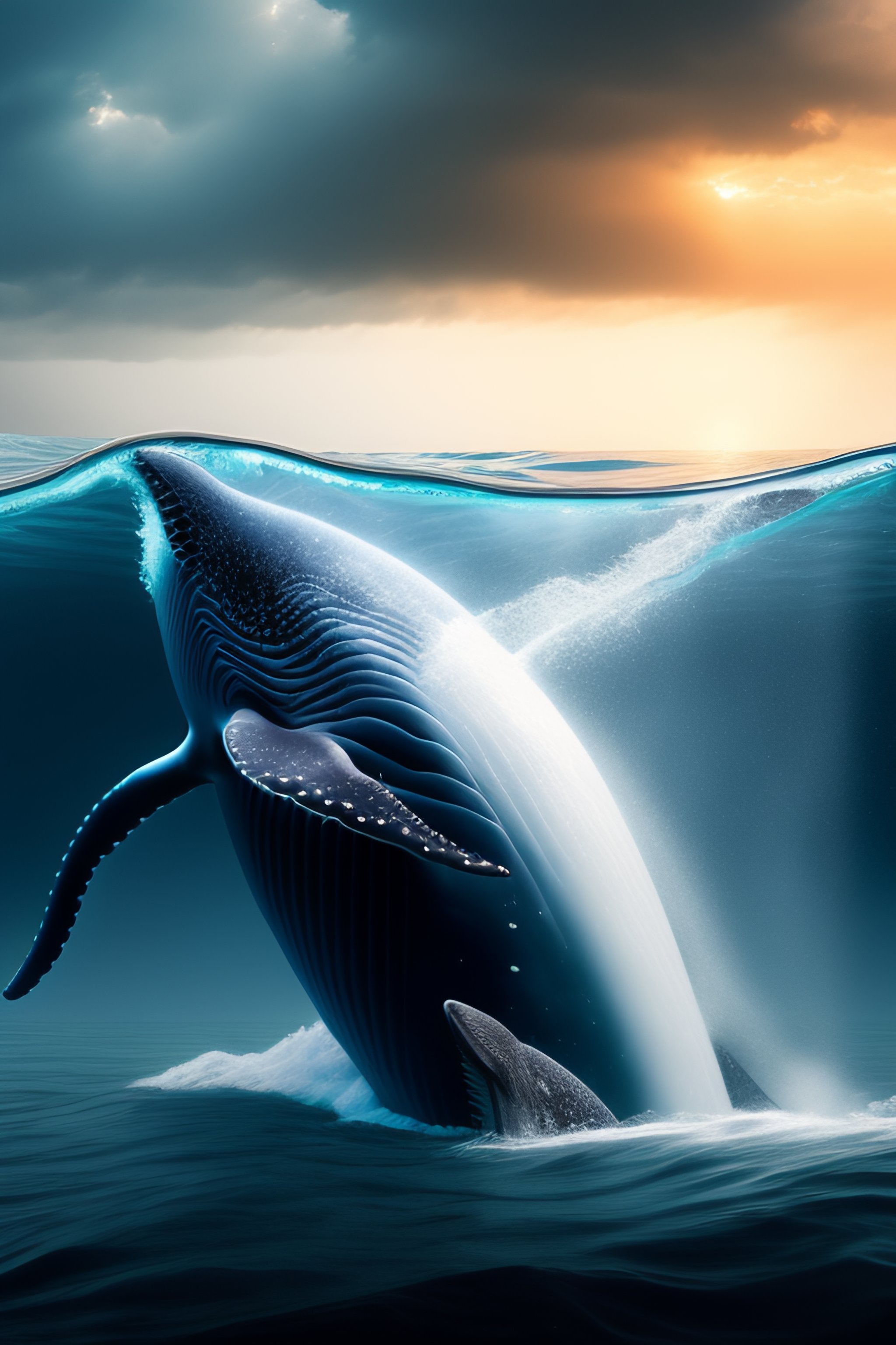 Lexica - A whale under the ocean fighting with the submarine,8k ...