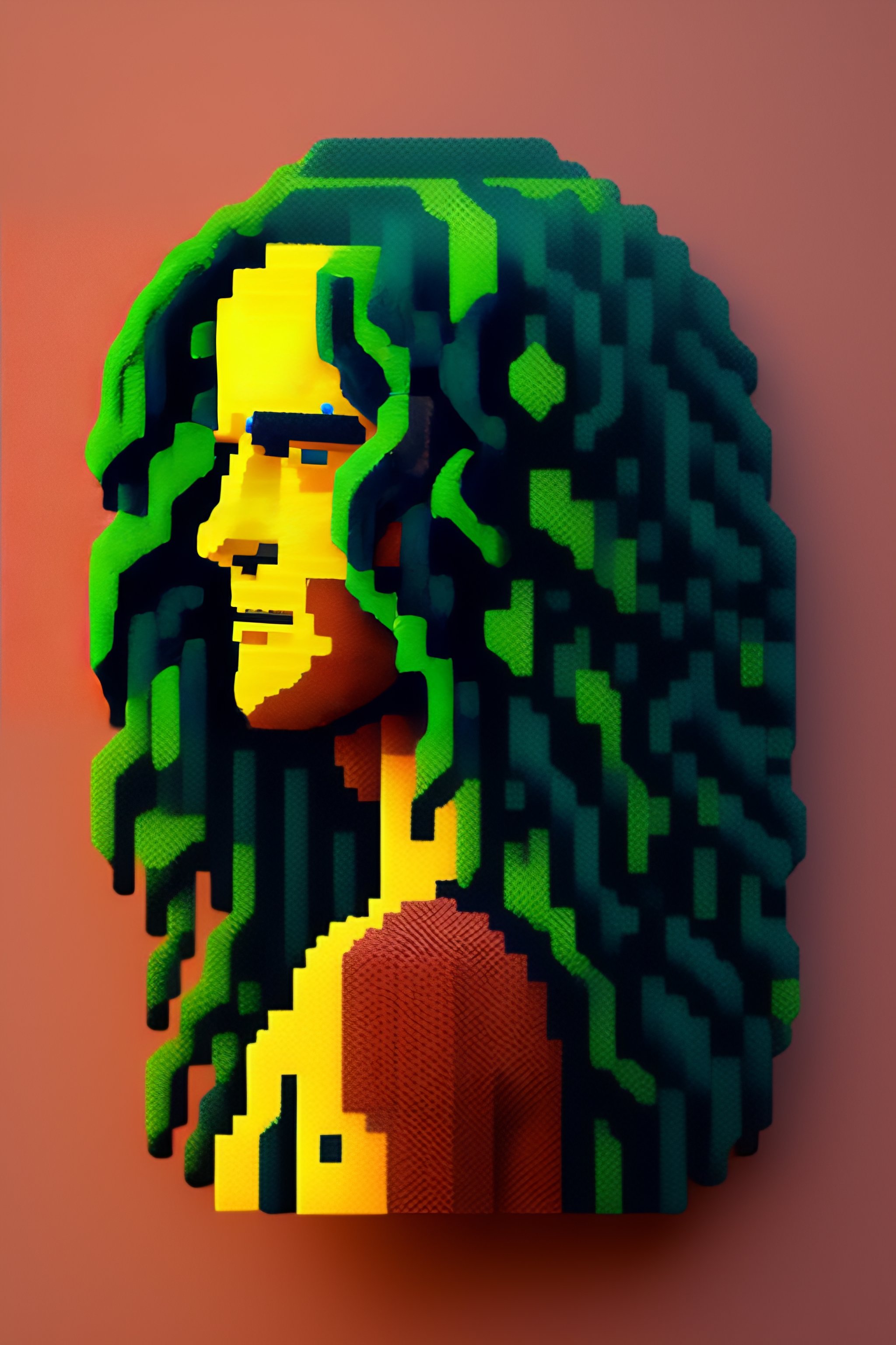 Lexica - Man with long curly hair pixel art good definition