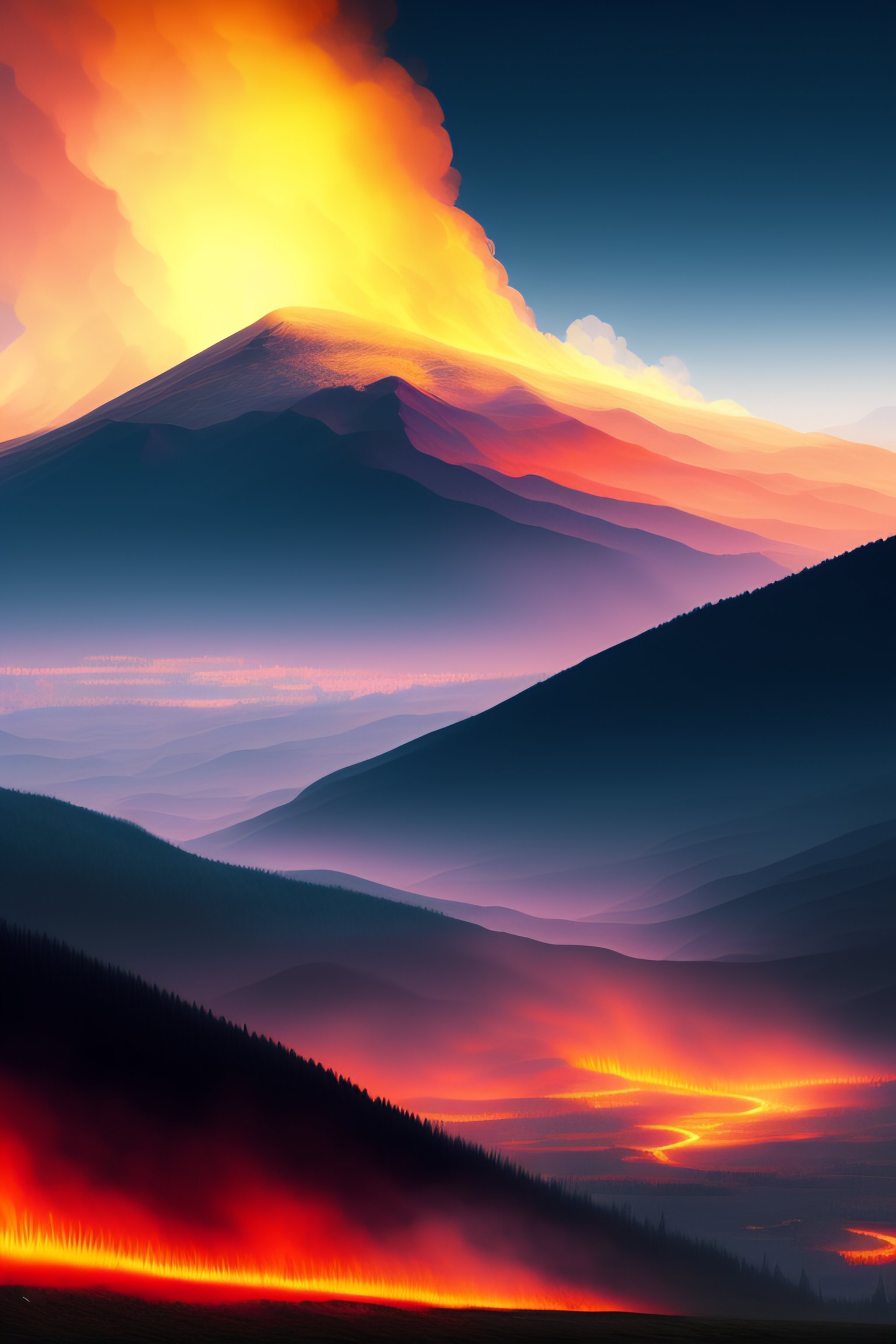 Lexica - The landscape of mountain burning down due to an apocalypse ...