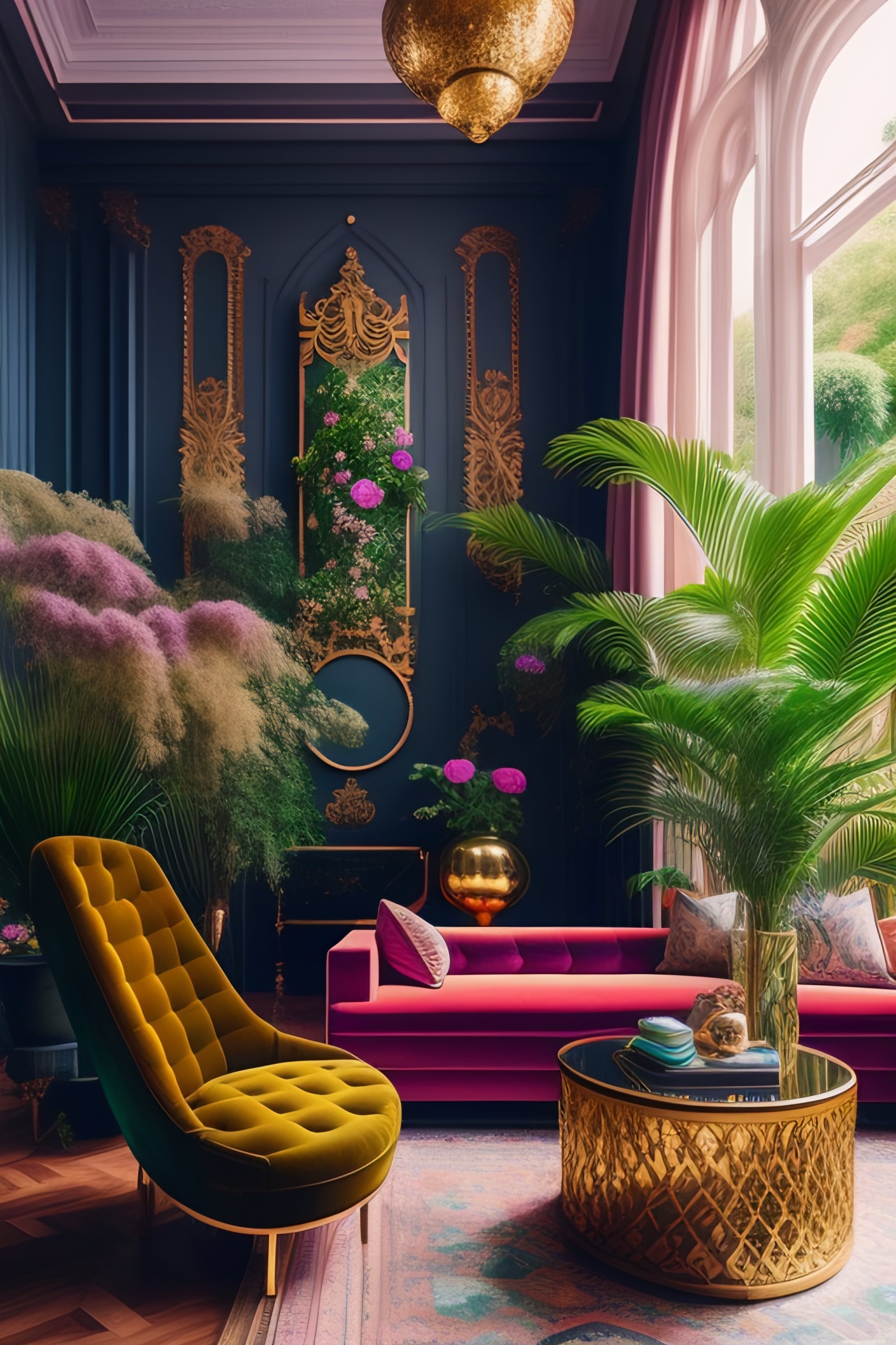 Lexica - Architectural Digest photo of a maximalist green {vaporwave ...