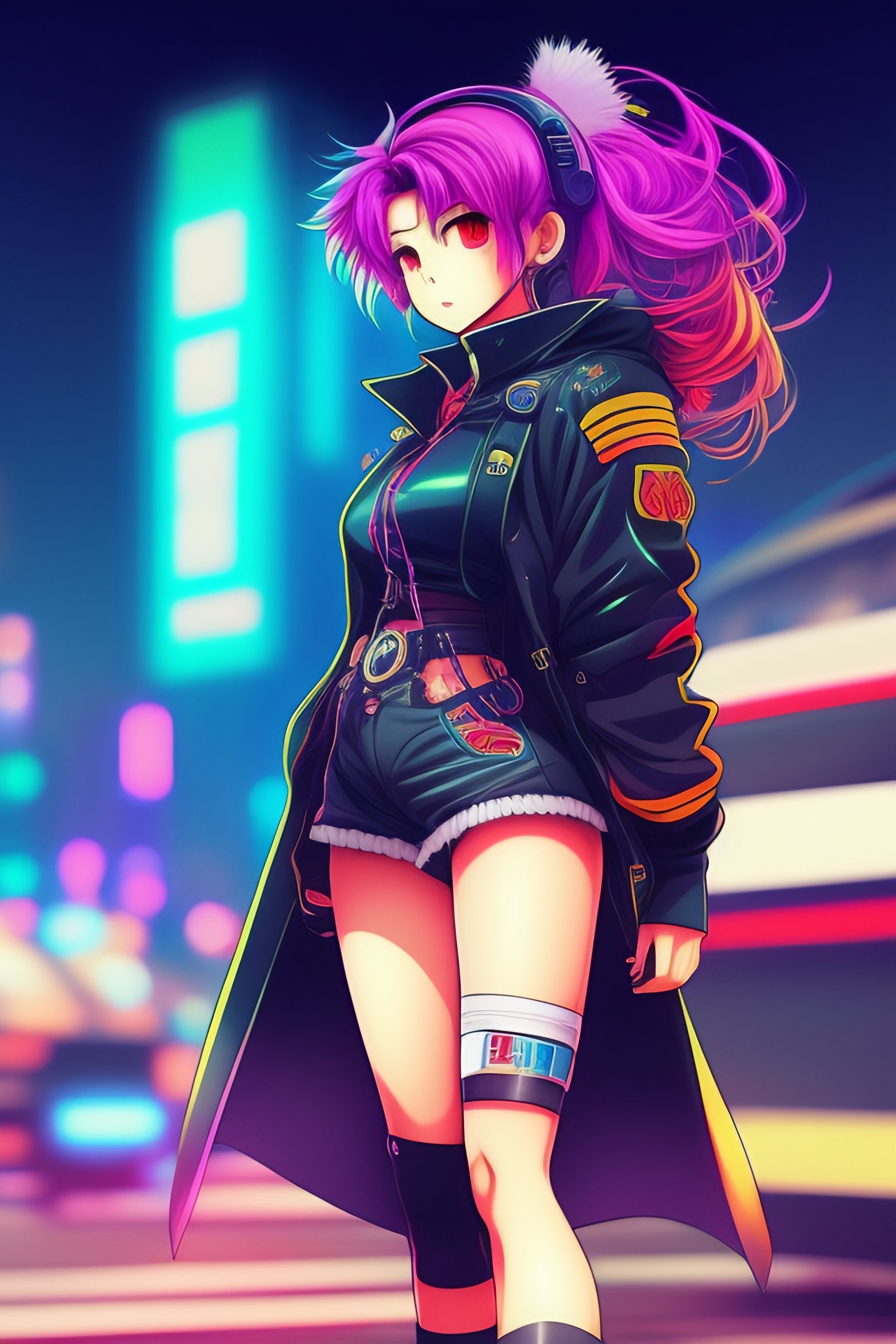 Lexica - 80's anime style girl cyberpunk Gameboy, pixiv, dynamic pose