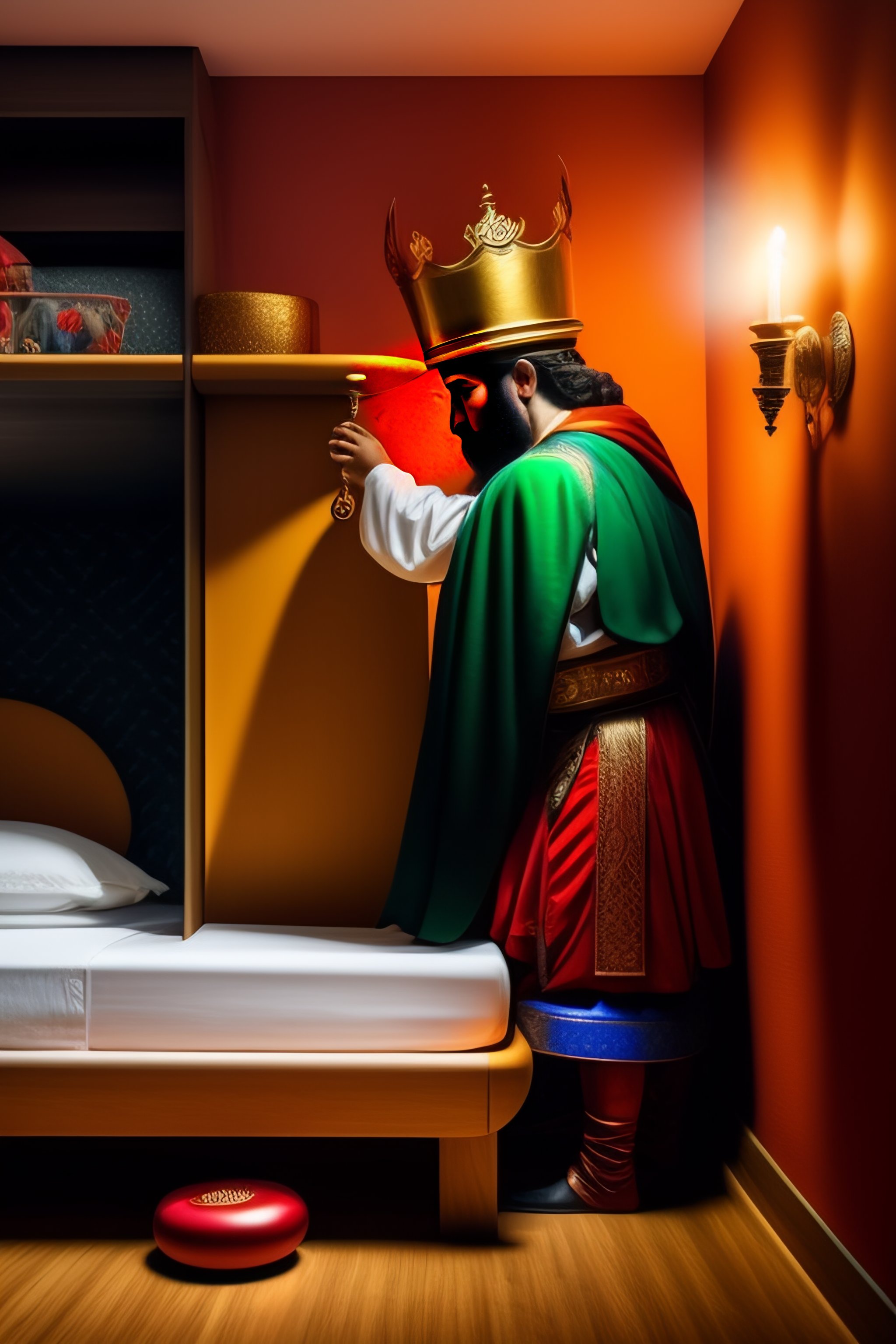 Lexica - Image of Melchor the magician king putting a toy at the foot ...