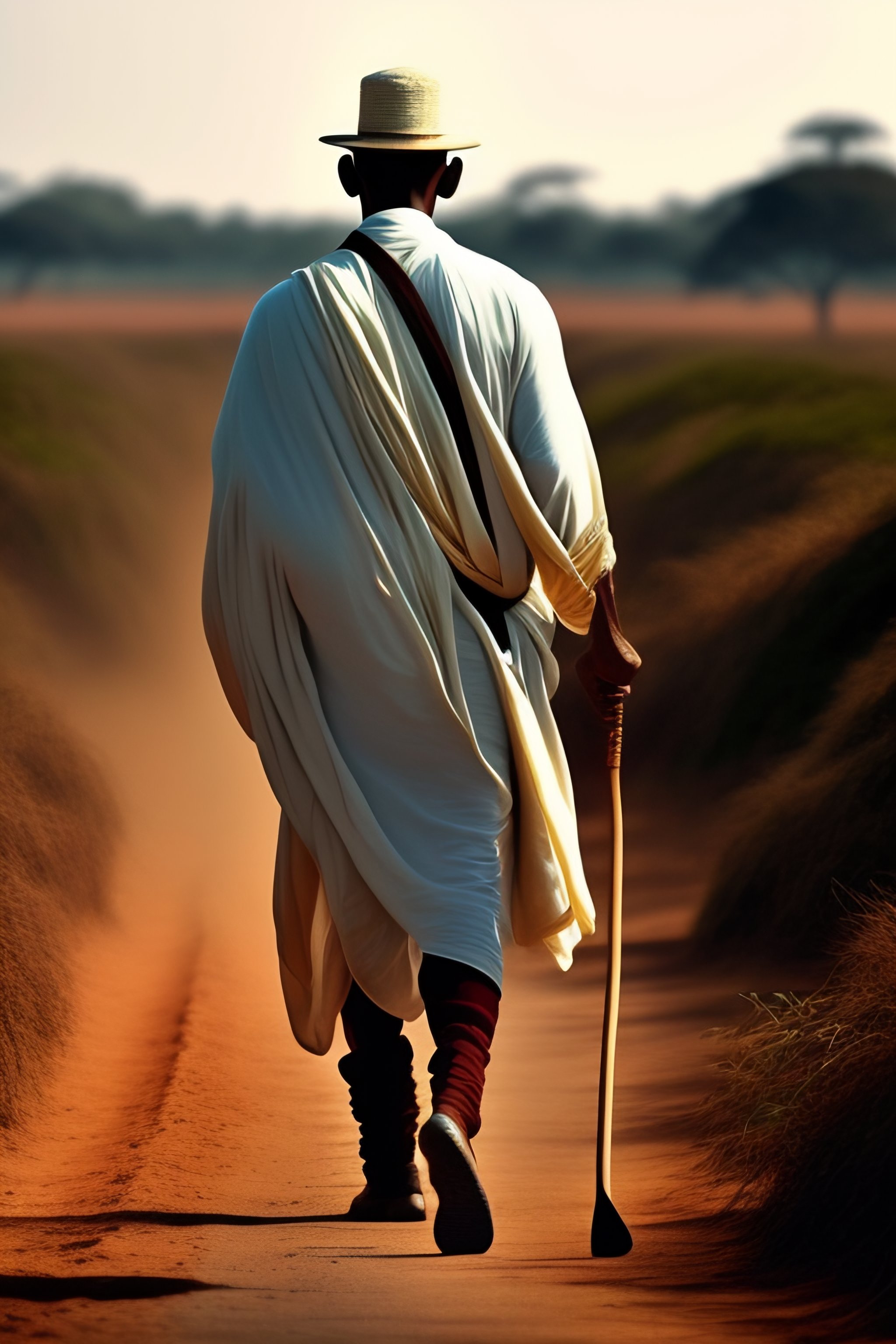 Lexica - Mahatma gandhi walking with the stick