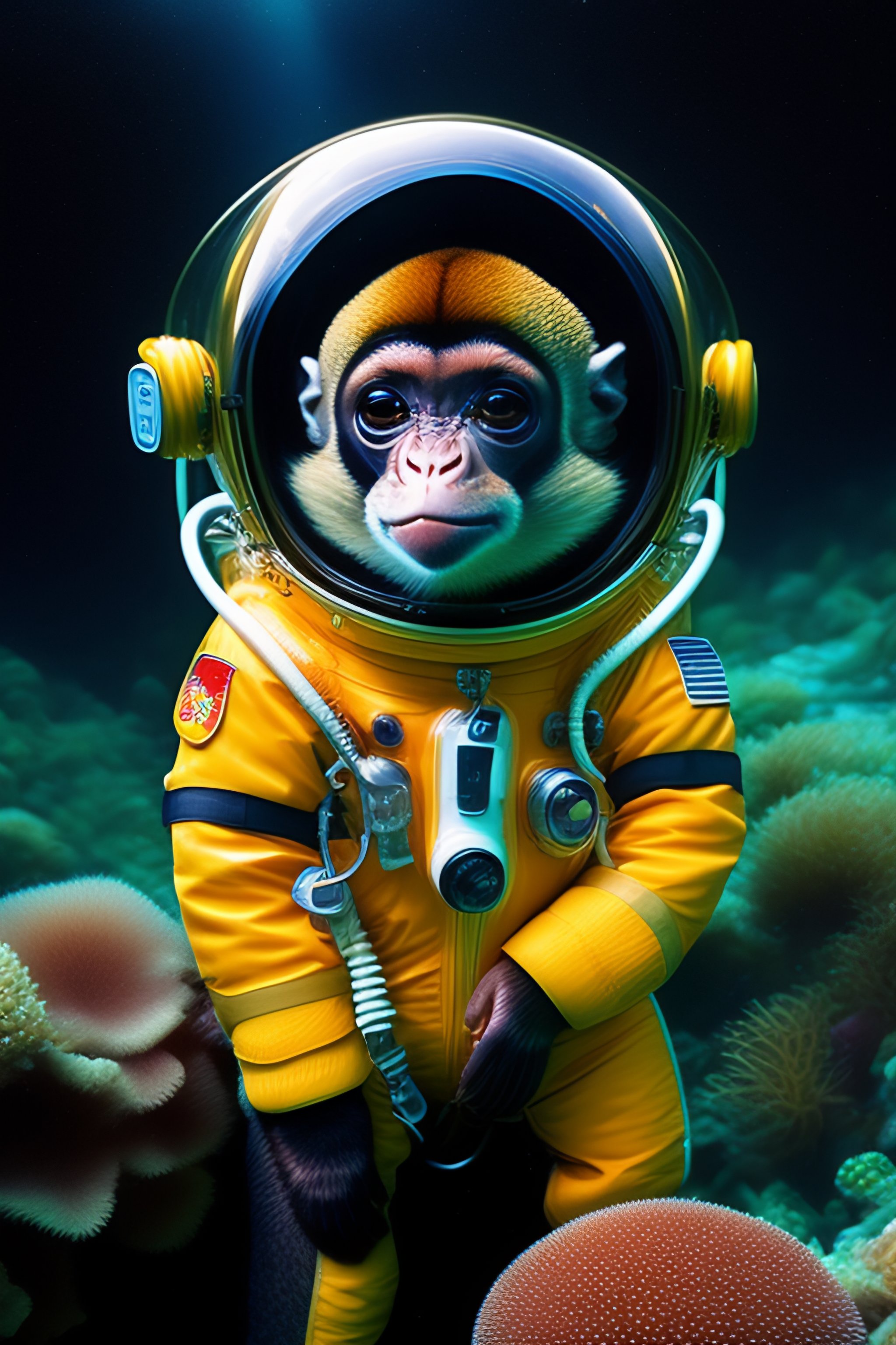 Lexica - Mushroom kangaroo monkey spacesuit scuba diving ocean 1980