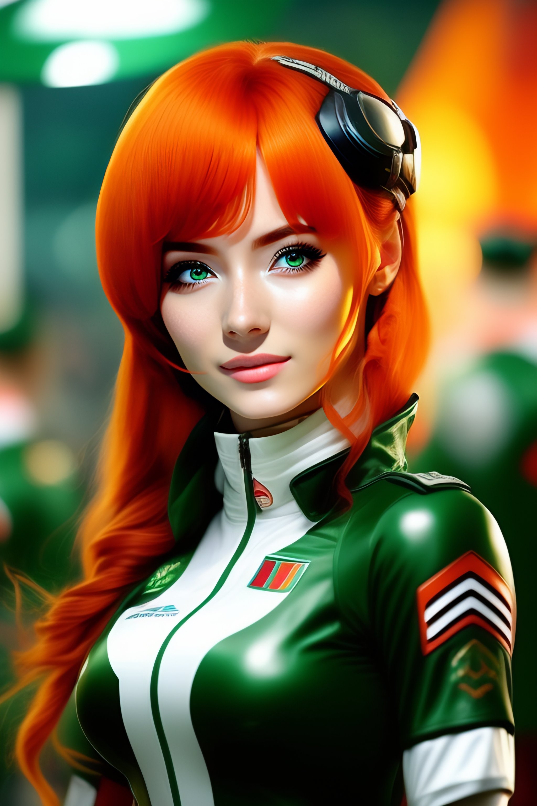 Lexica - Anime girl rousse très énergique, aux yeux verts en uniforme ...