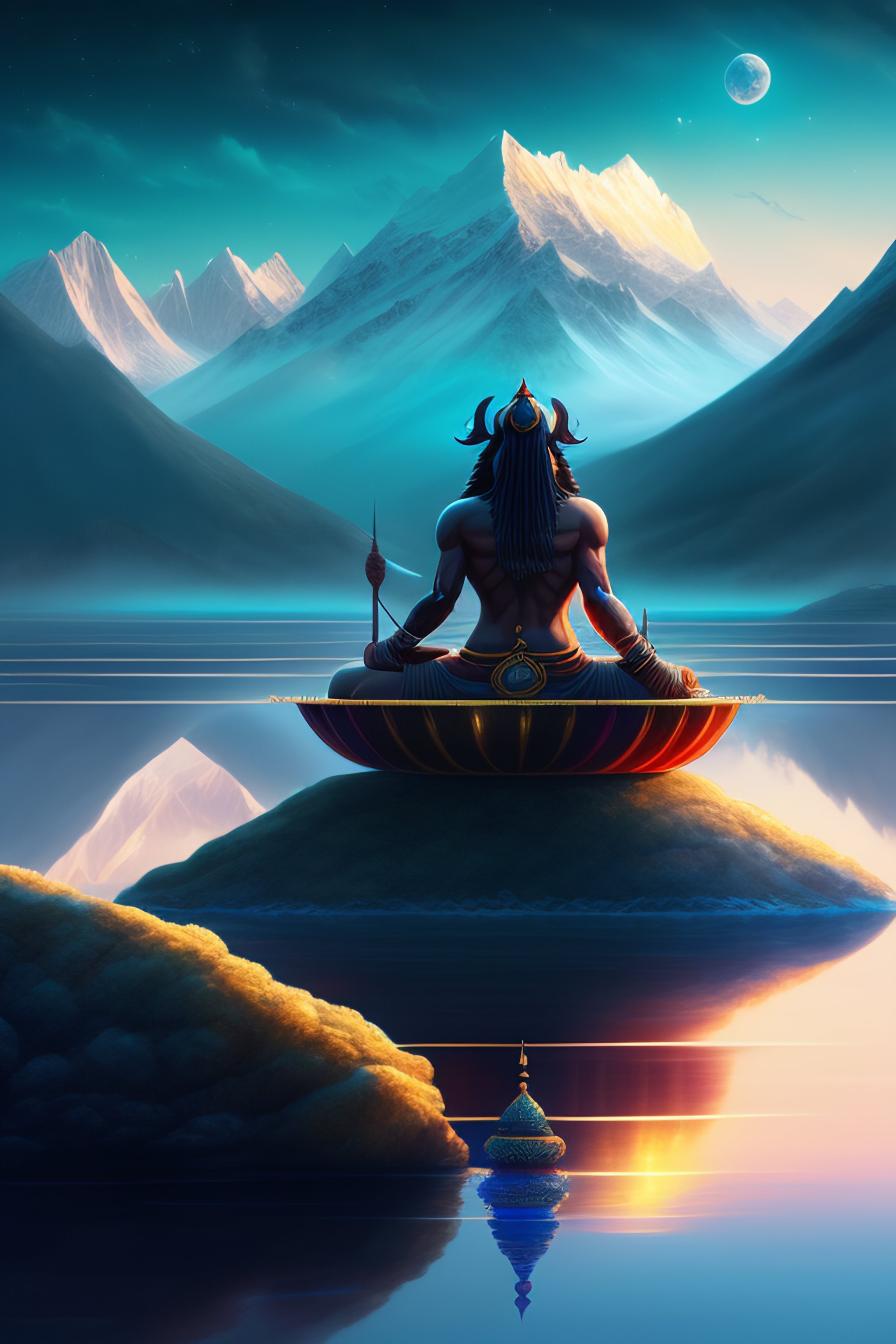 Lexica - Lord SHIVA on himalaya, highly detailed etching walking on ...