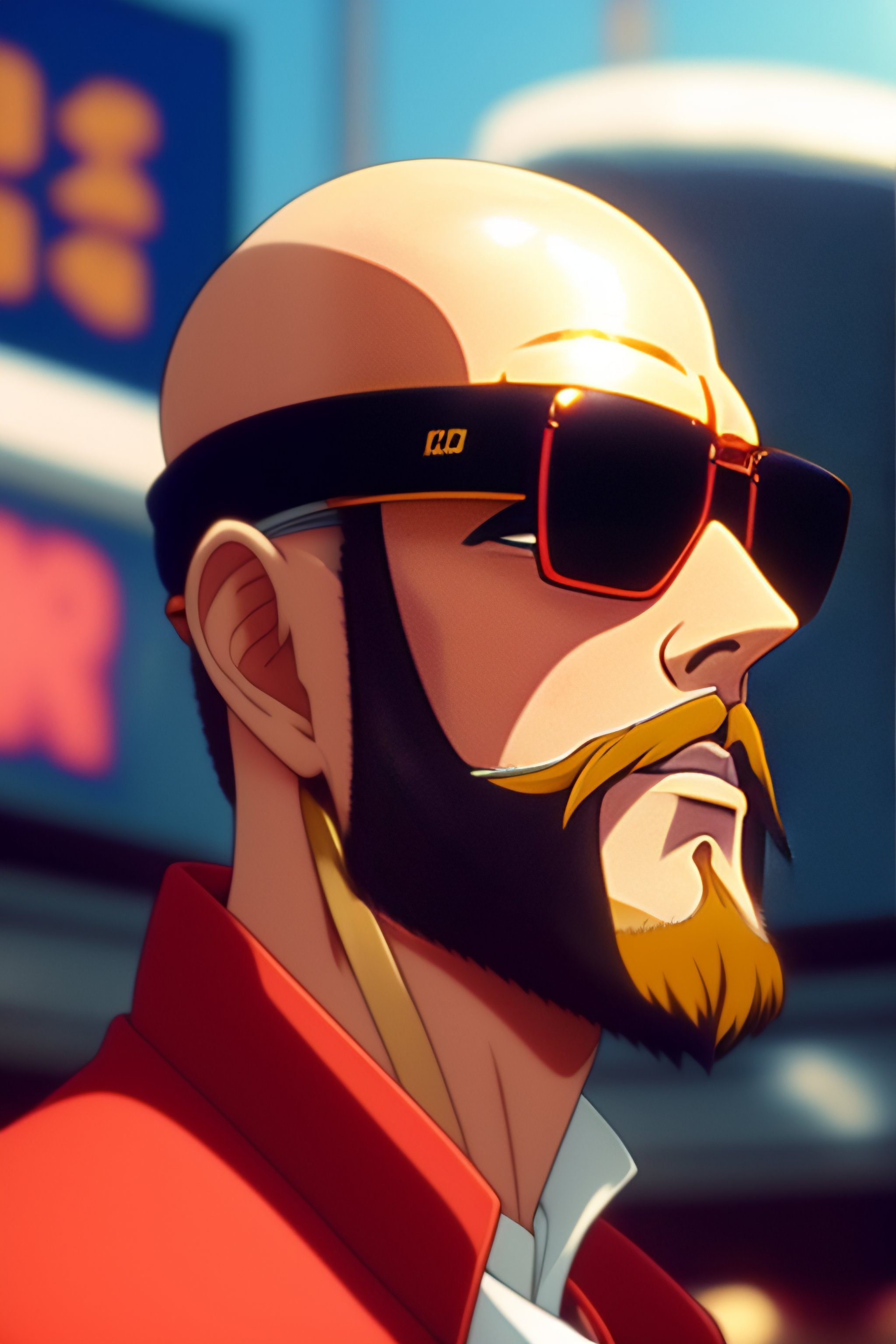 Lexica Bald Guy With Glasses And Beard Vintage Anime Screenshot