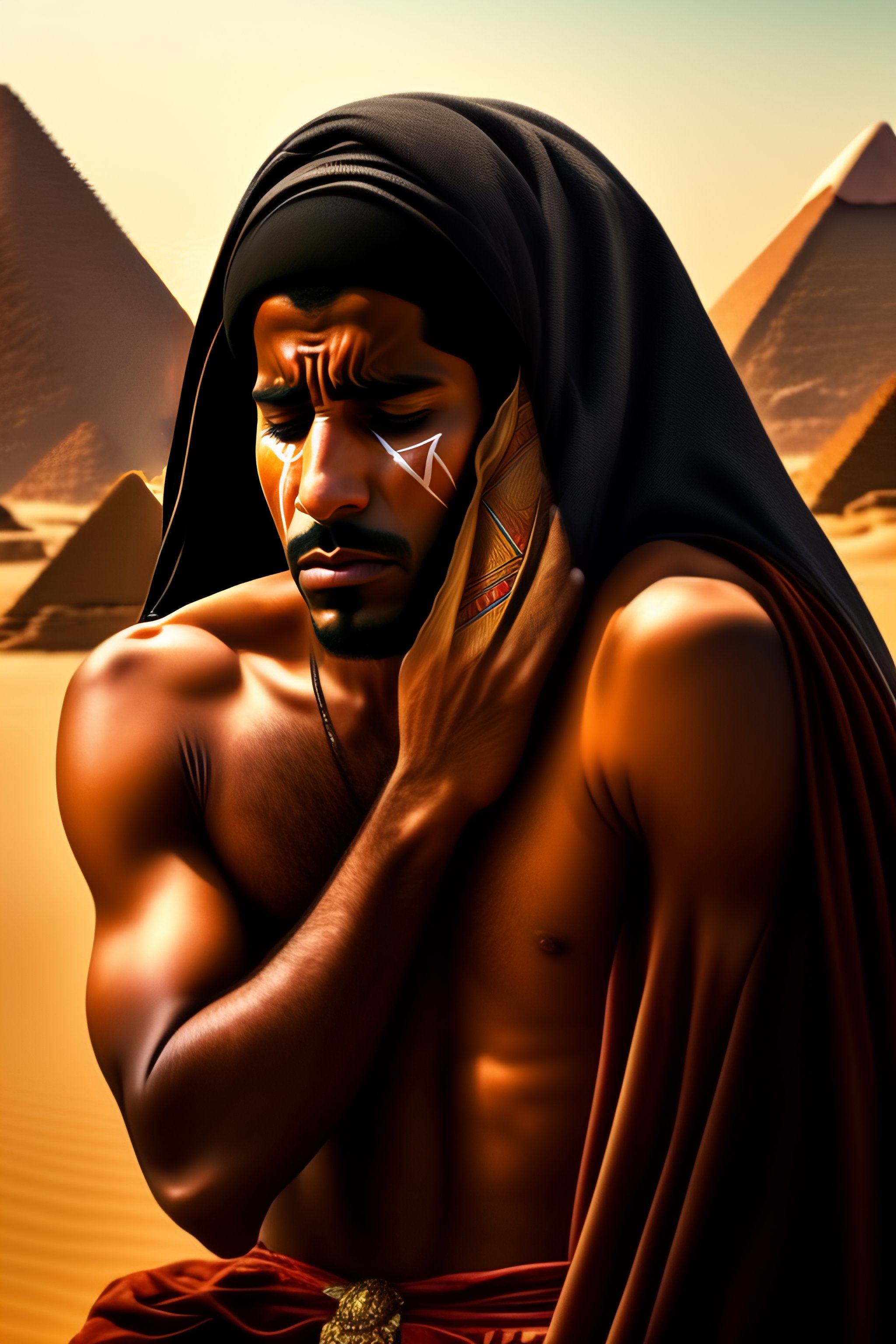 Lexica - Egyptian man too sad and crying hard alot of tears