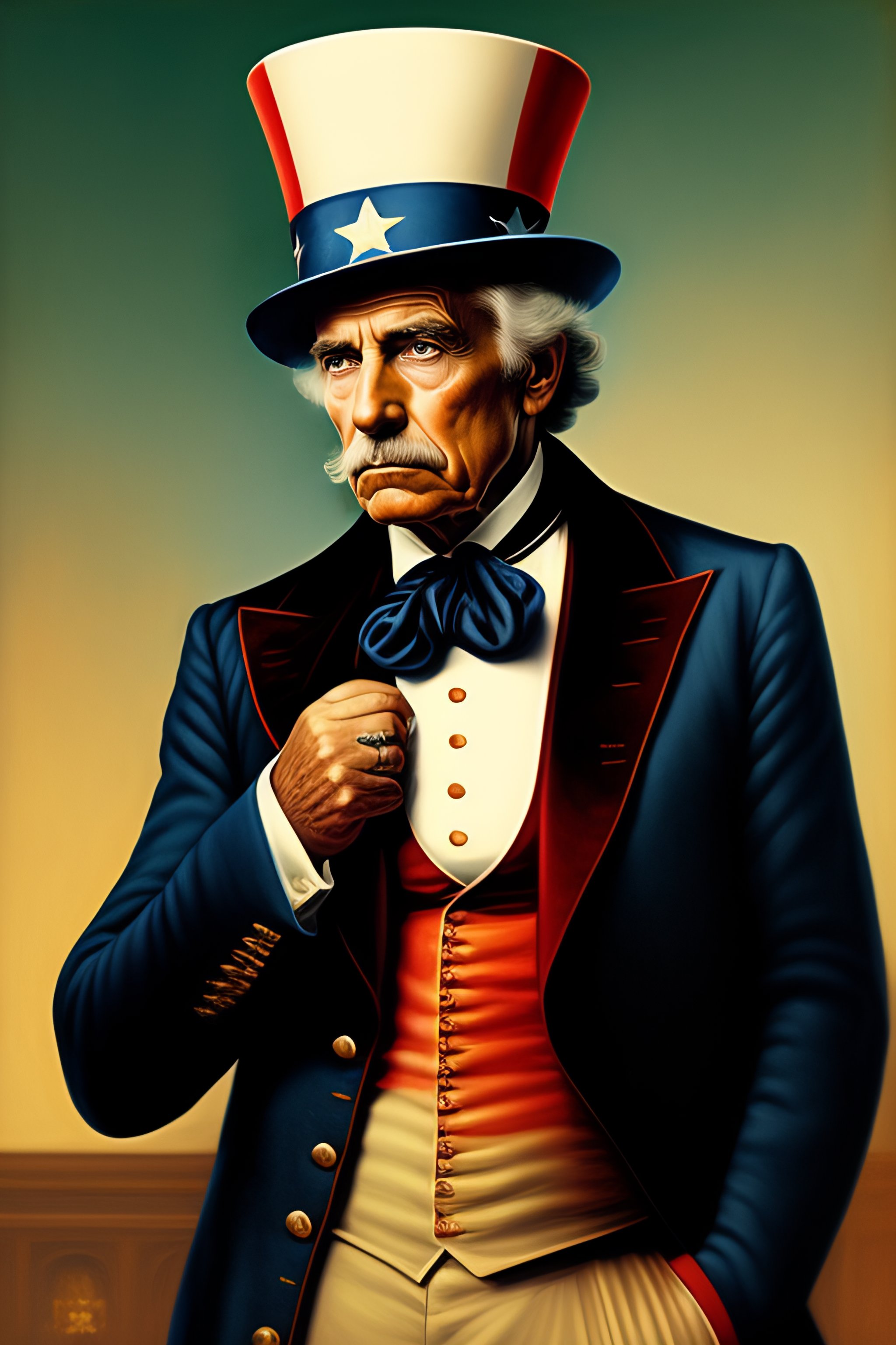 Lexica - Portrait of uncle sam in patriotc top hat holding the u.s ...