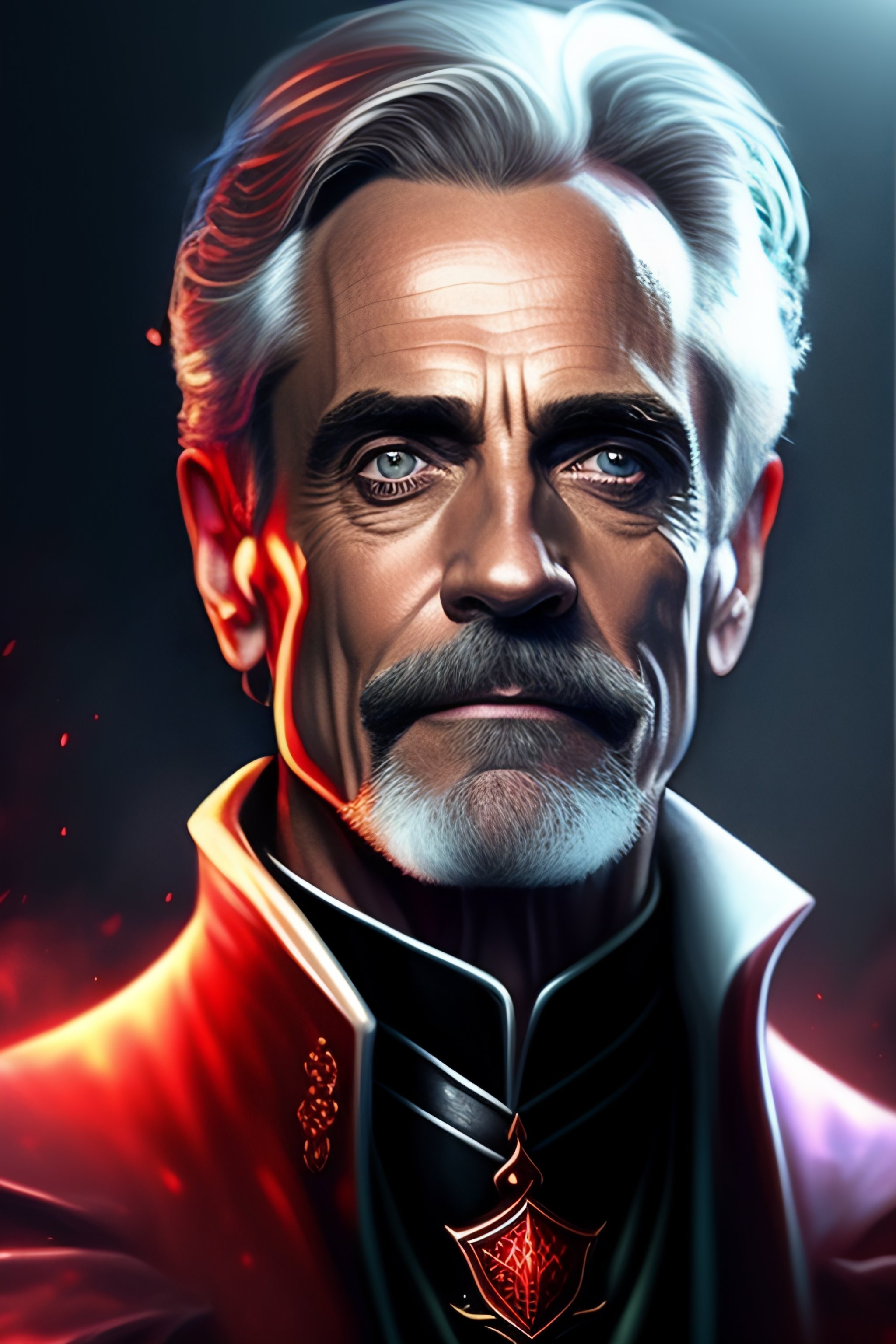 Lexica - Jeremy irons like a red necromancer, undead , dnd style