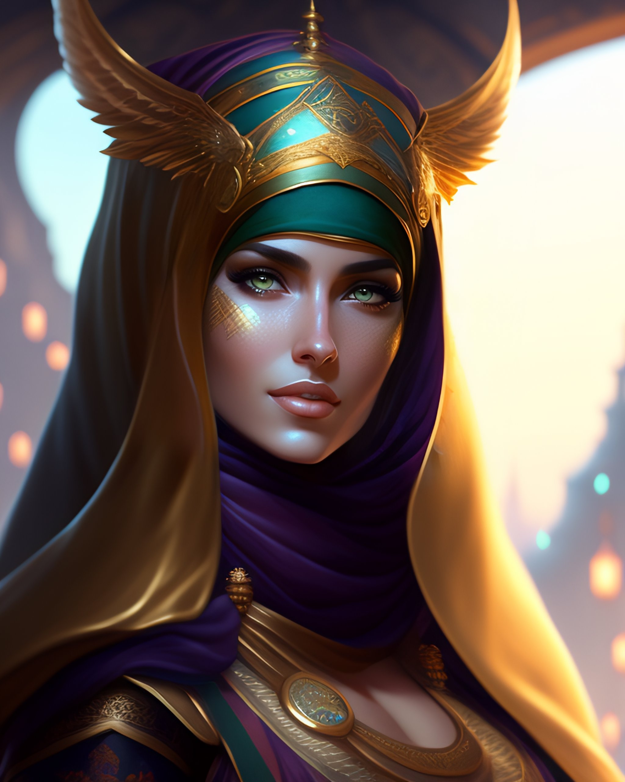 Lexica - Highly detailed full body of athena wearing hijab,on dragon ...