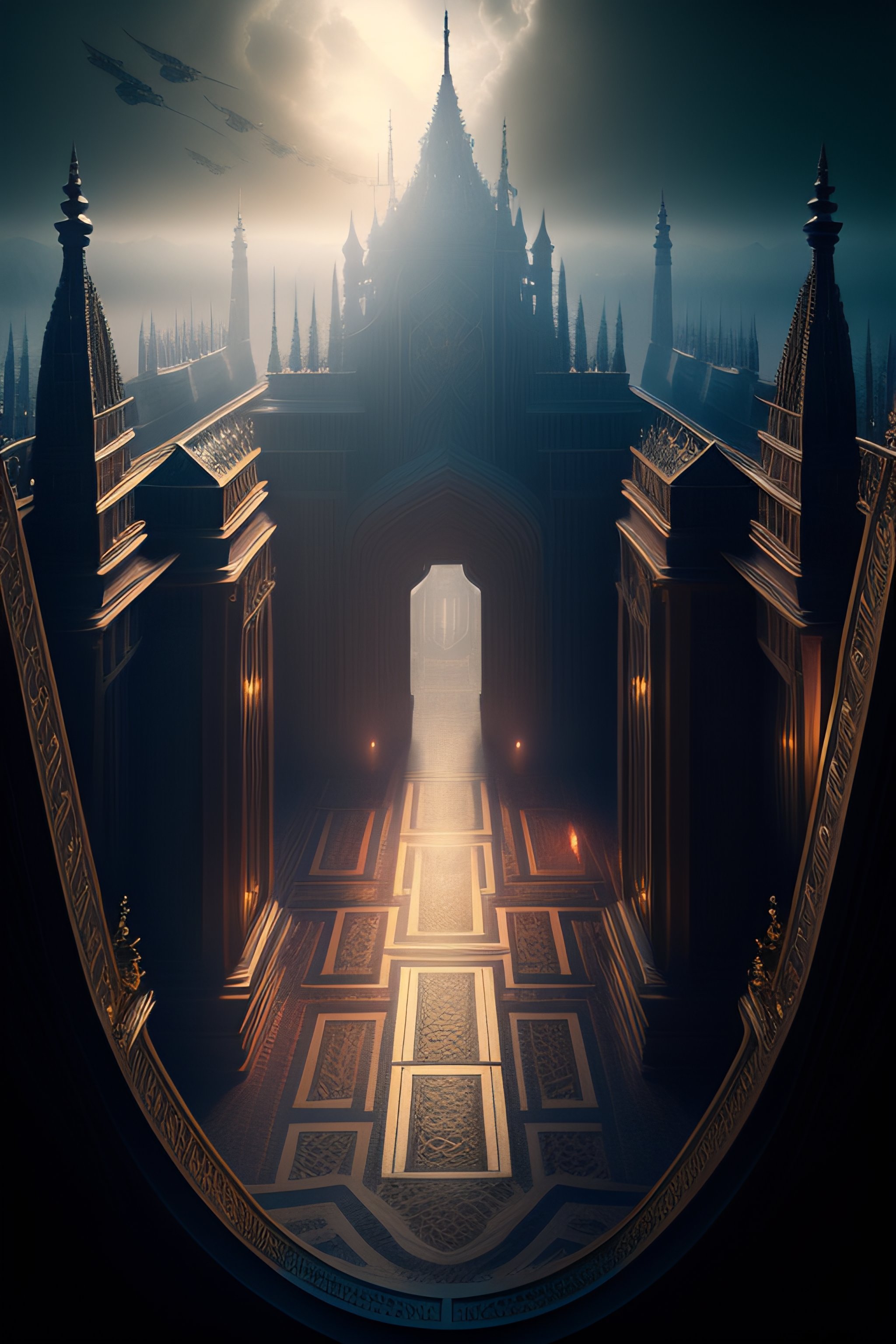 Lexica - Inifinite maze seen from above, dark moody atmosphere, alien ...