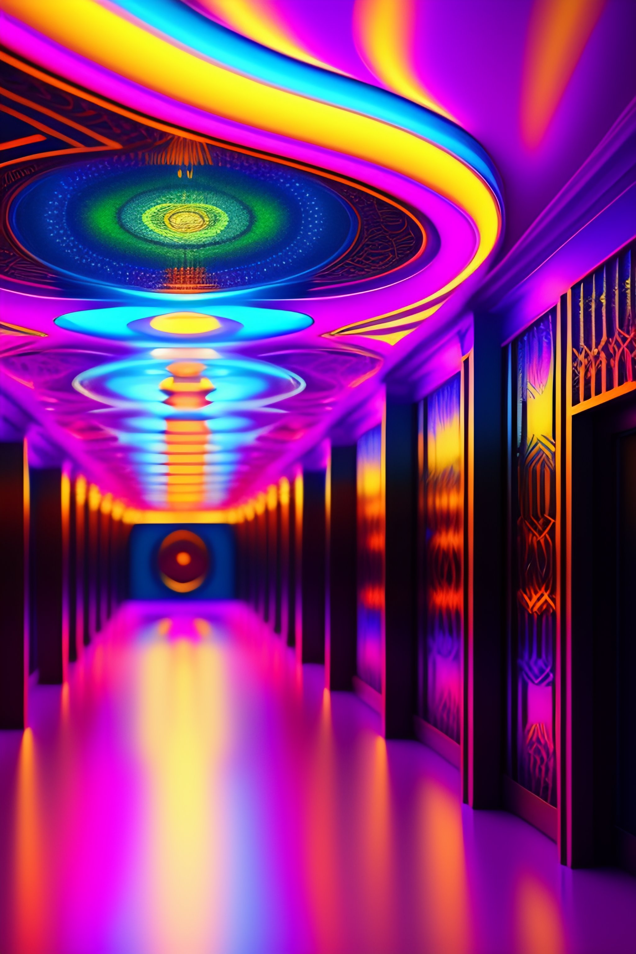 Lexica - The most psychedelic scene imaginable in a hallway, intricate ...