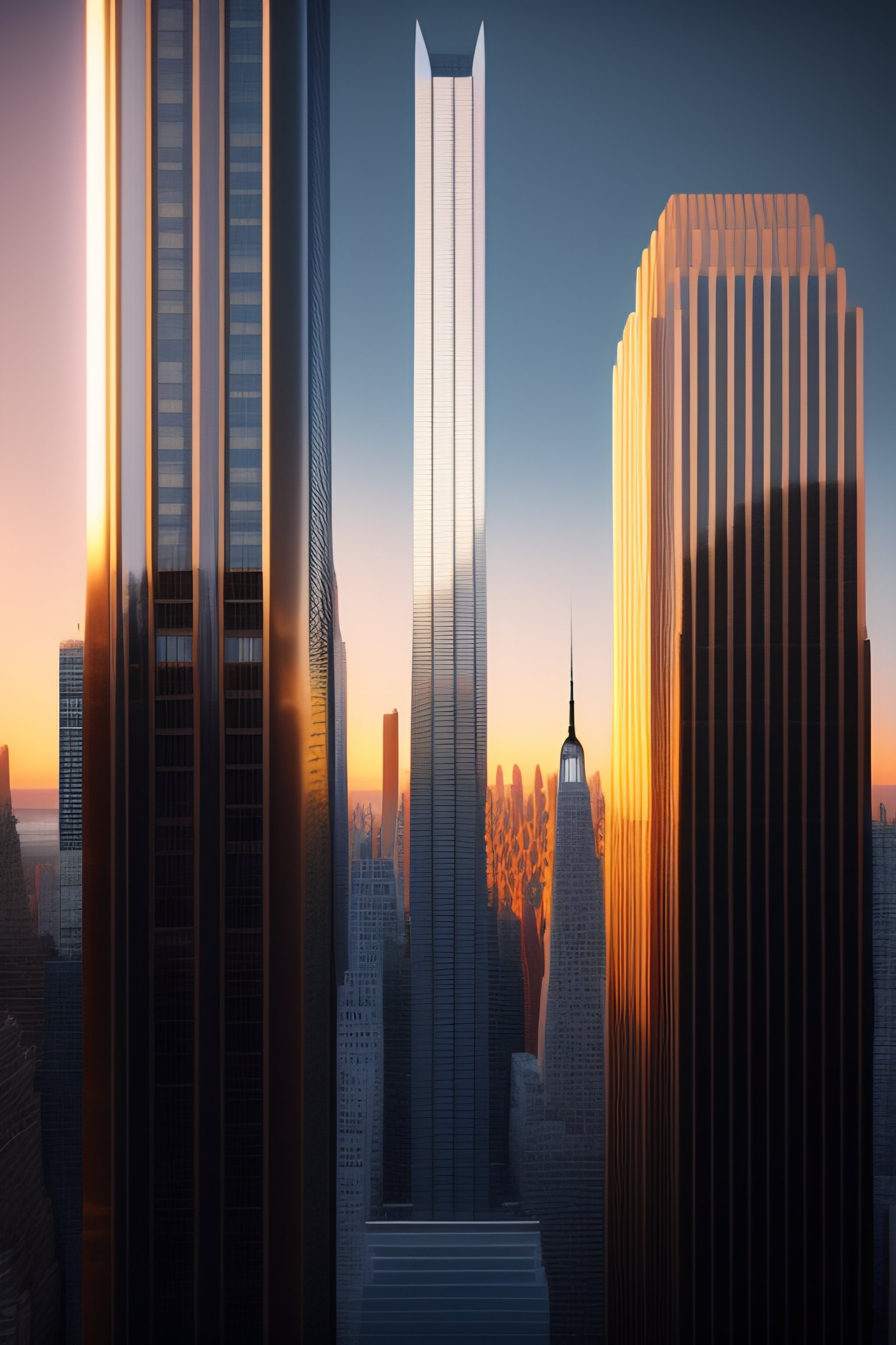 Lexica - 3d New York skyscrapers, chaotic isometric octane render