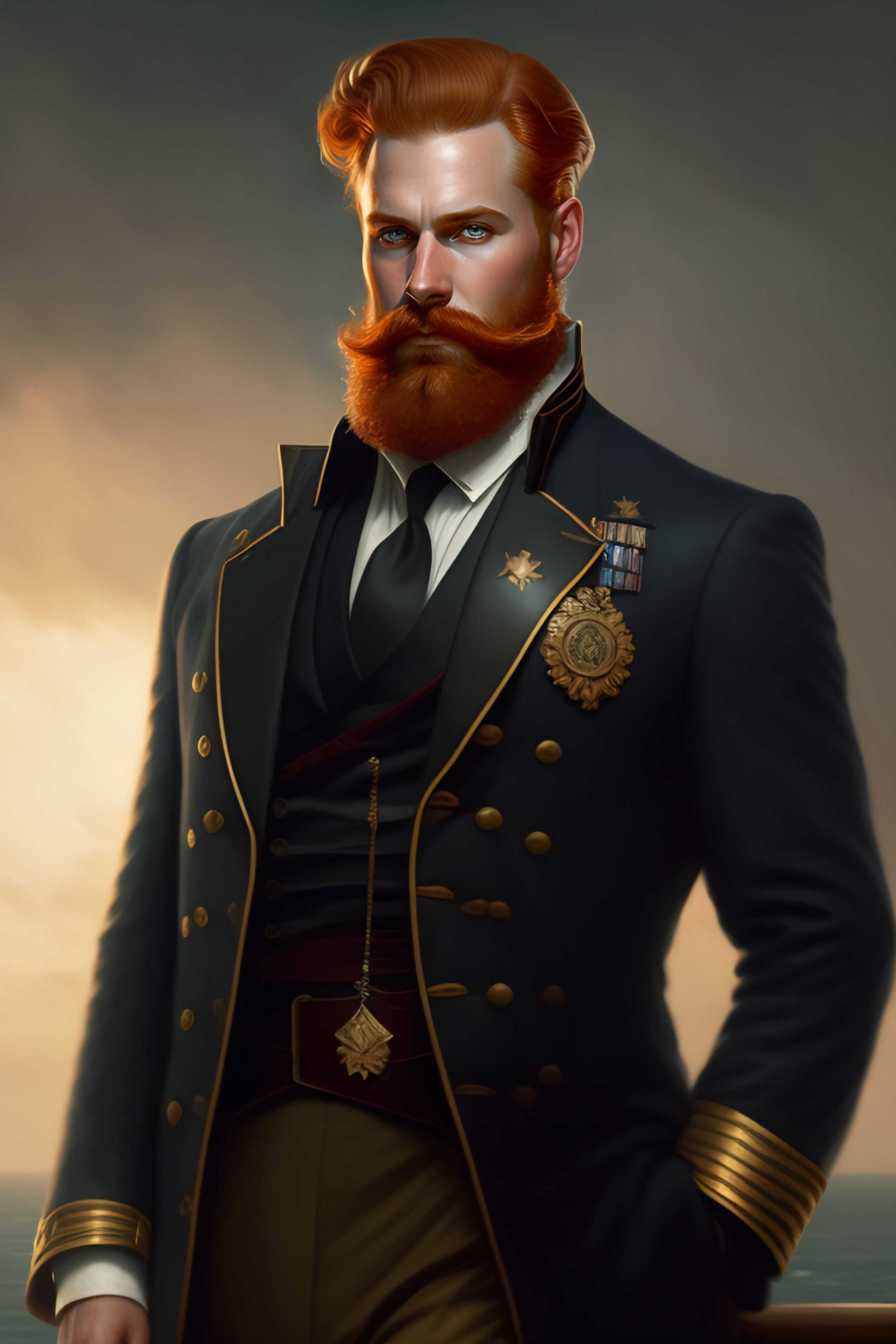Lexica - Lovecraftian portrait of a 1920s captain with full beard ...