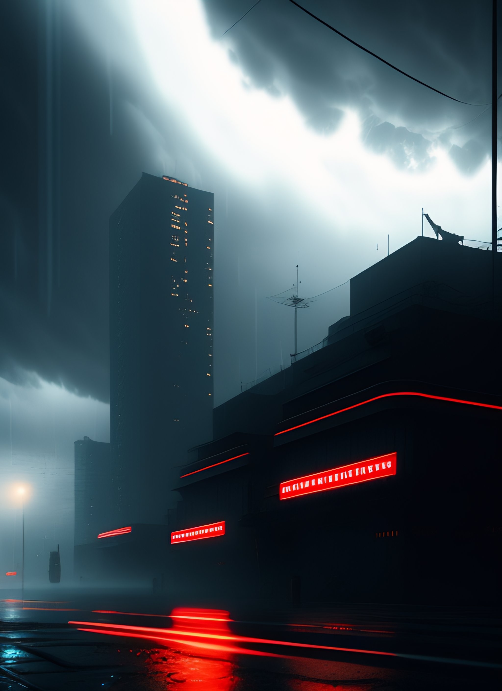 Lexica - Electric storm, cyber punk, destroyed city, dystopian, red ...